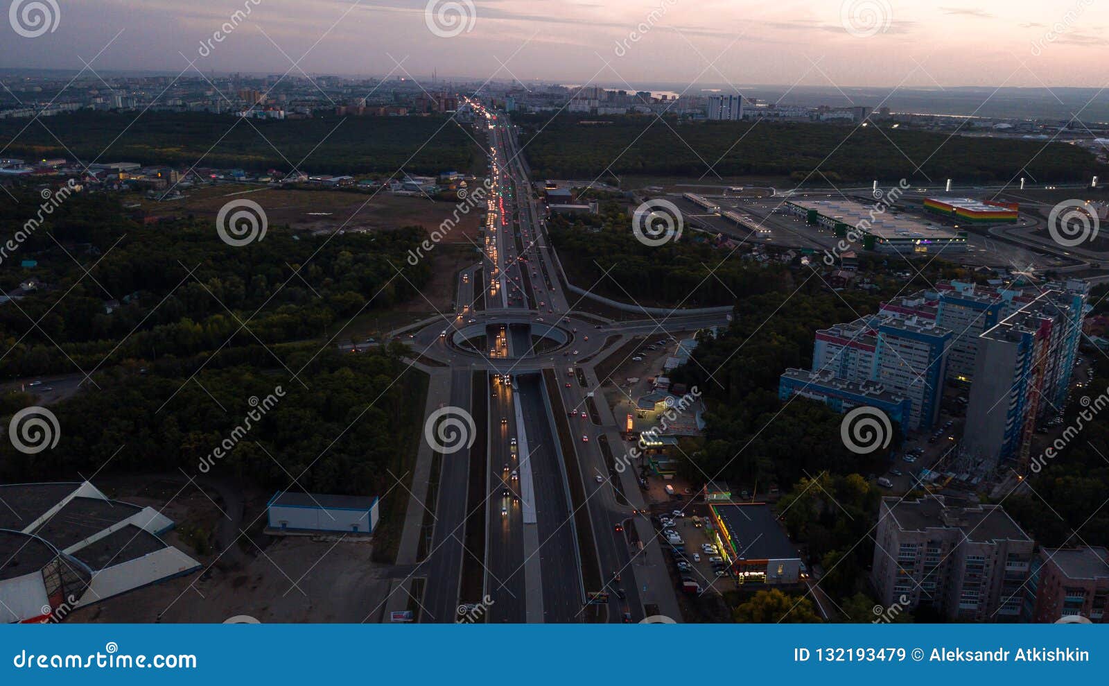 Highway interchange aerial stock image. Image of traffic - 132193479