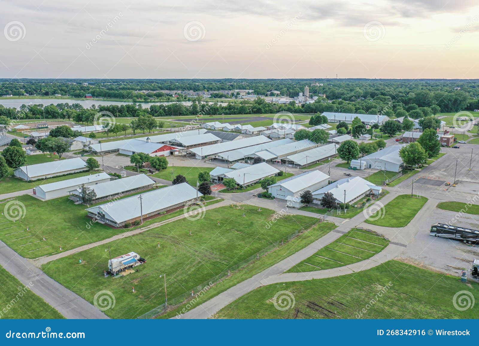 Aerial View of a Small Industrial Complex with Green Vegetation at ...