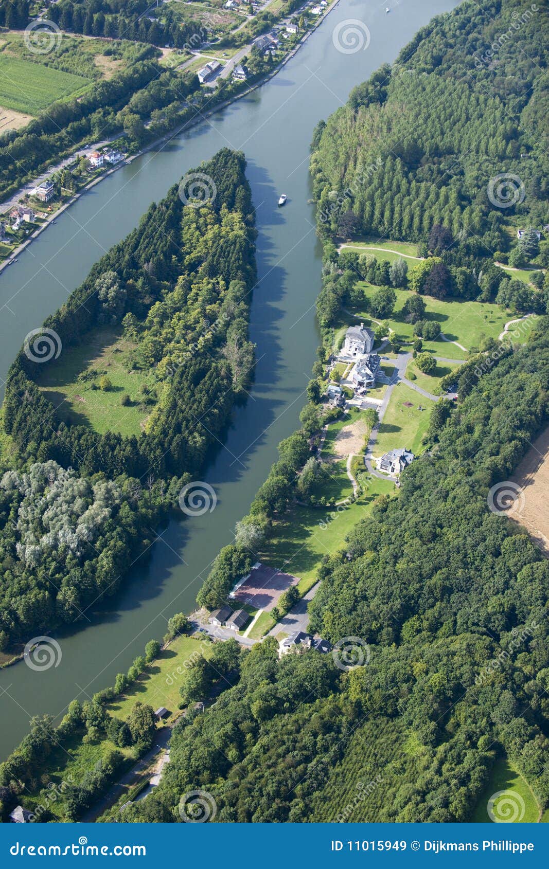 Aerial View : Small Island In A River Stock Image - Image of island ...