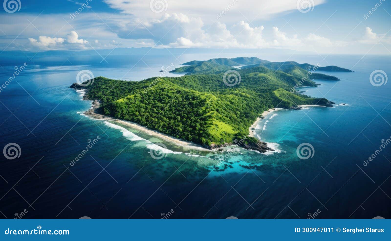 An Aerial View of a Small Island Surrounded by Water, AI Stock Image ...