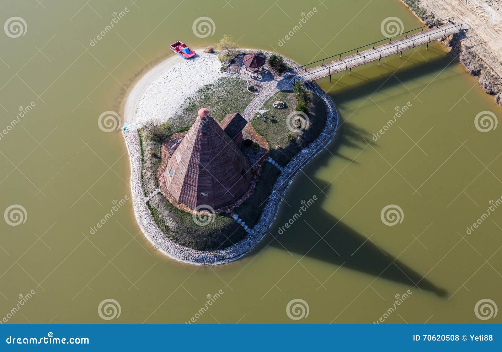 Aerial View of the Small Lake Island Stock Photo - Image of country ...
