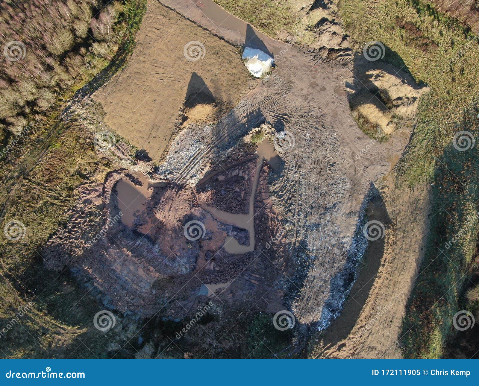 An Aerial View of a Small Quarry Looking Straight Down from Above Stock ...
