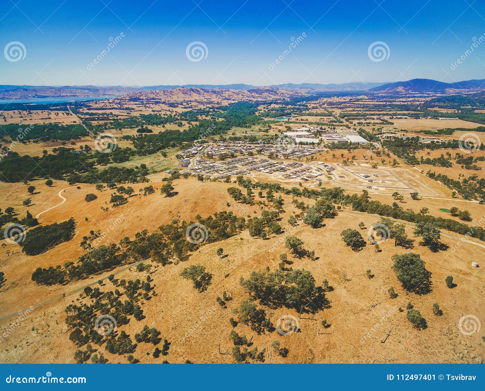 Aerial View of Small Rural Settlement in Australia. Stock Image - Image ...