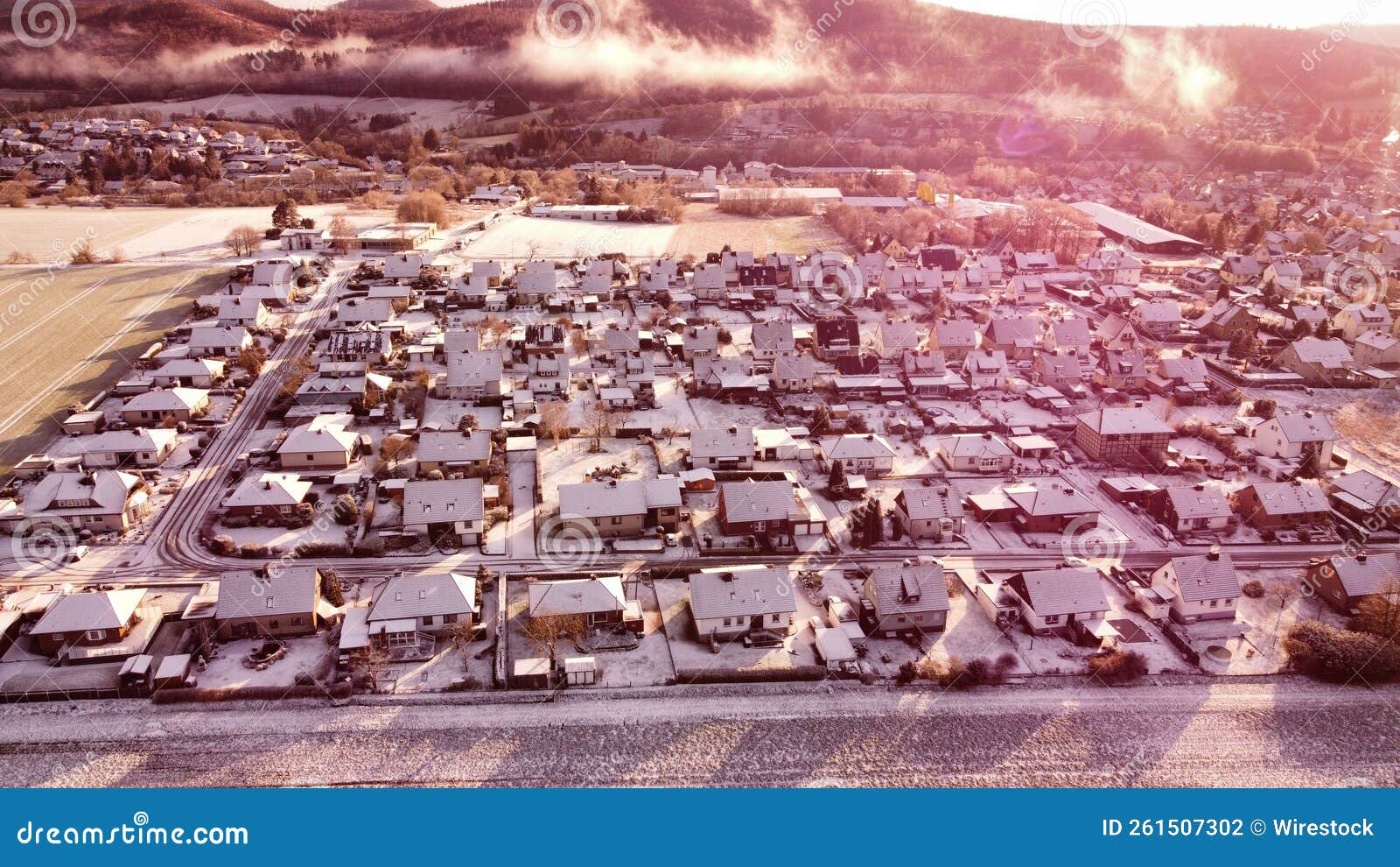 Aerial View of a Small Town Stock Photo - Image of aerial, urban: 261507302