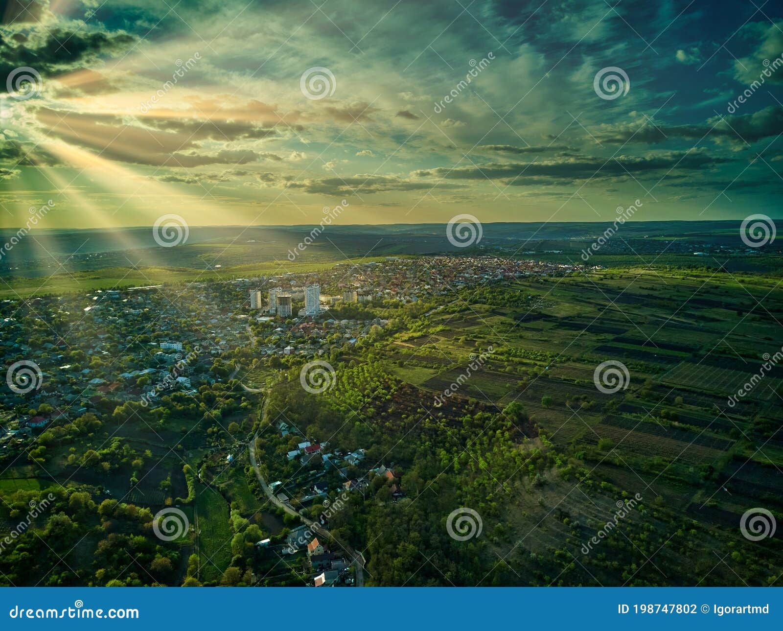 Aerial View of a Small Town Editorial Photography - Image of background ...