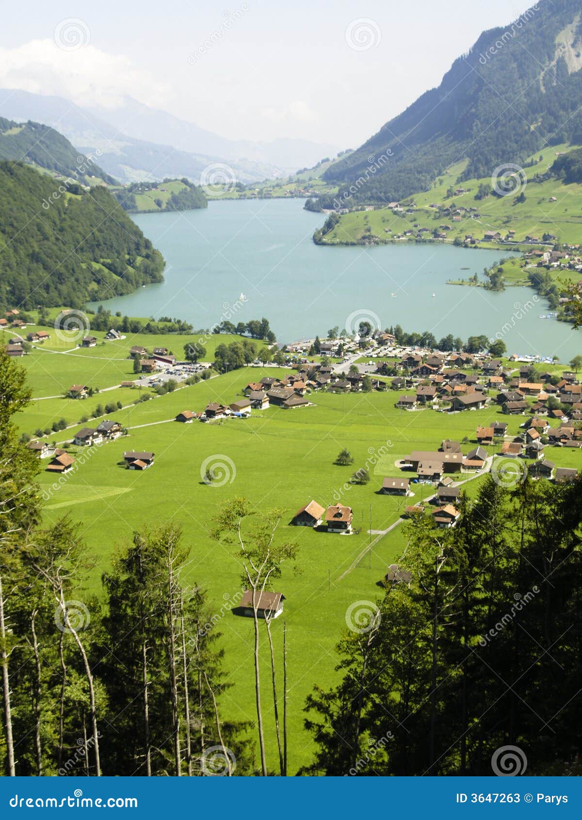 Aerial View for Small Village on the Lake Stock Image - Image of ...