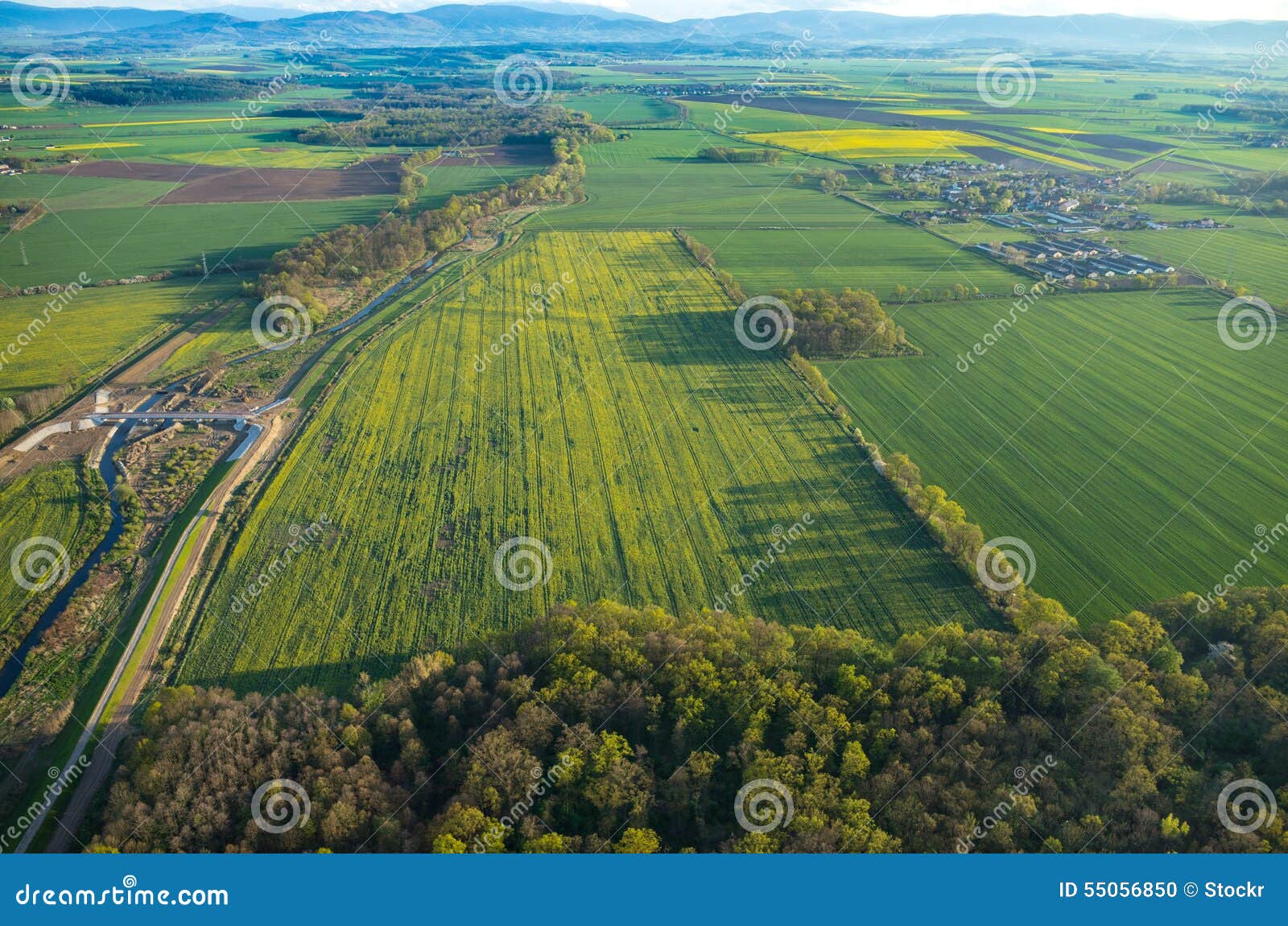 Aerial View on a Small Village Stock Photo - Image of fields, farm ...