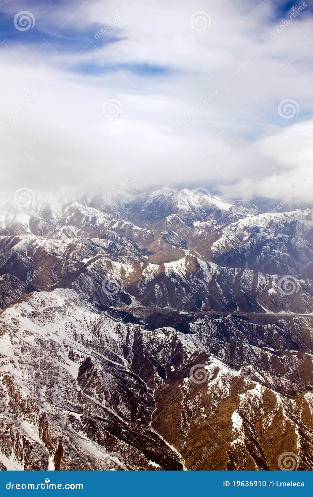 Aerial View of Snow-covered Mountains Stock Photo - Image of ridge ...