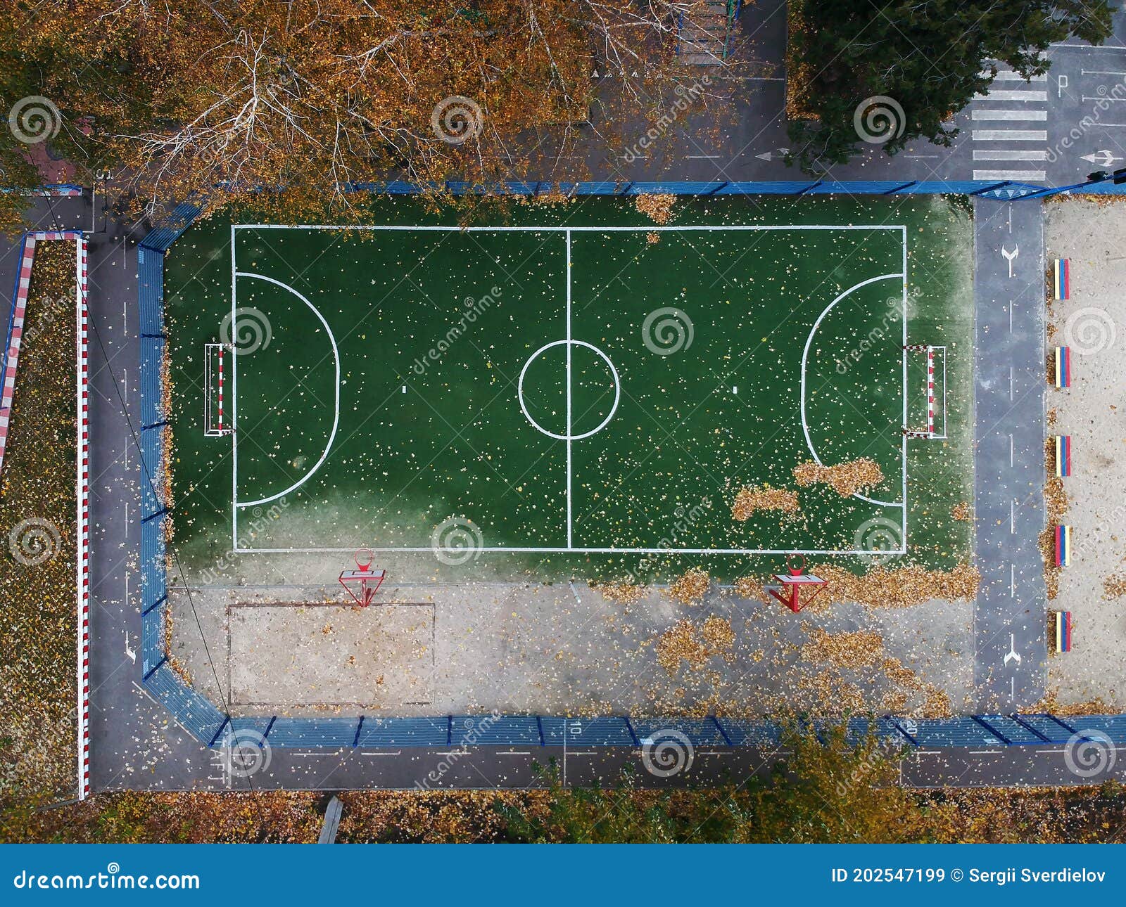 Aerial View of Soccer Field in Autumn Stock Image - Image of sports ...