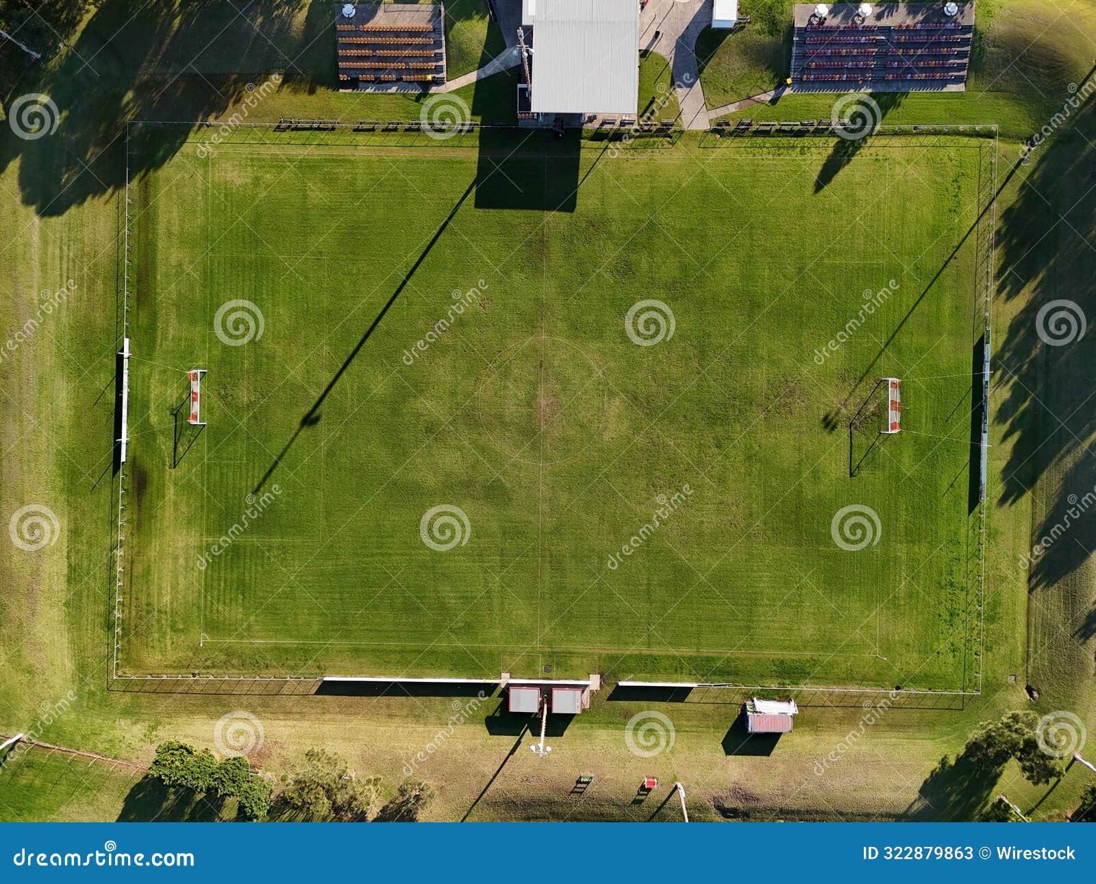 Aerial View of a Soccer Field with Surrounding Facilities Stock Image ...