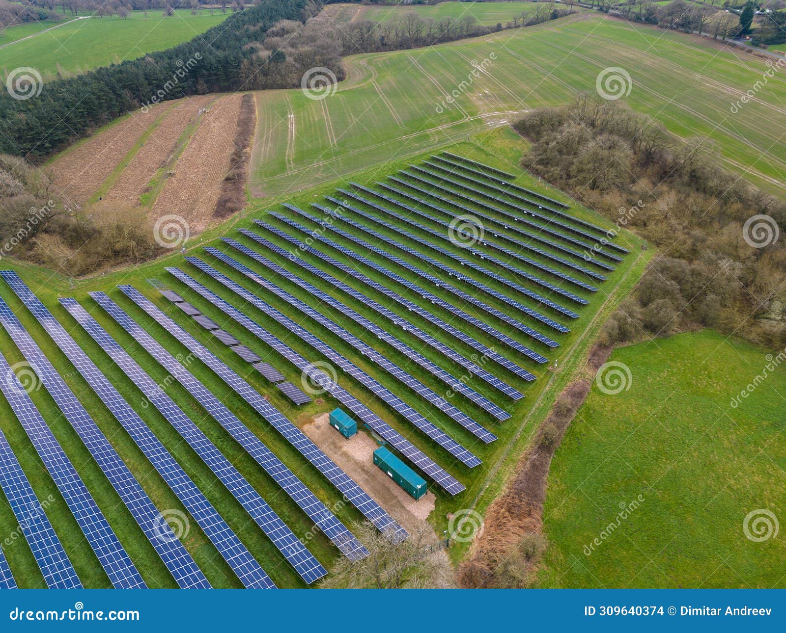 Aerial View of Solar Farm in Rural Landscape Stock Photo - Image of ...