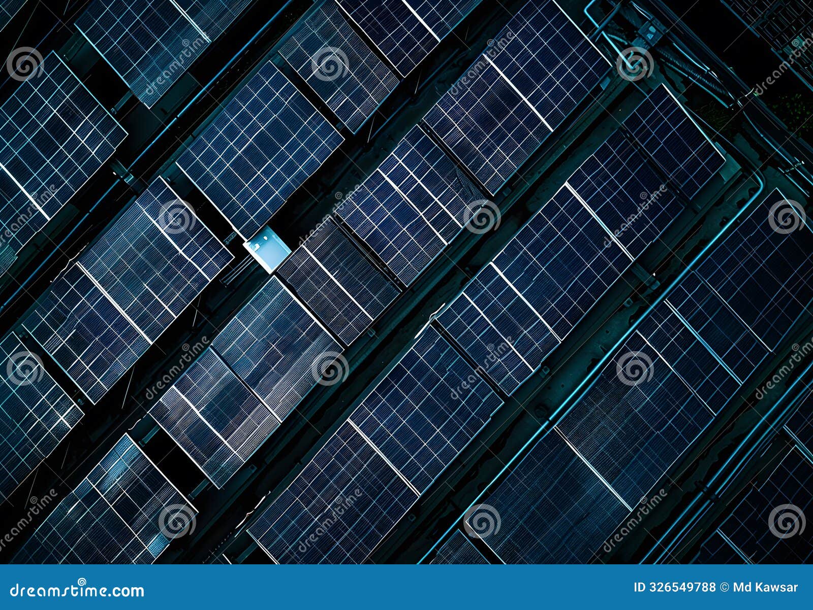 Aerial View of Solar Panel Farm with Black Frames Stock Illustration ...