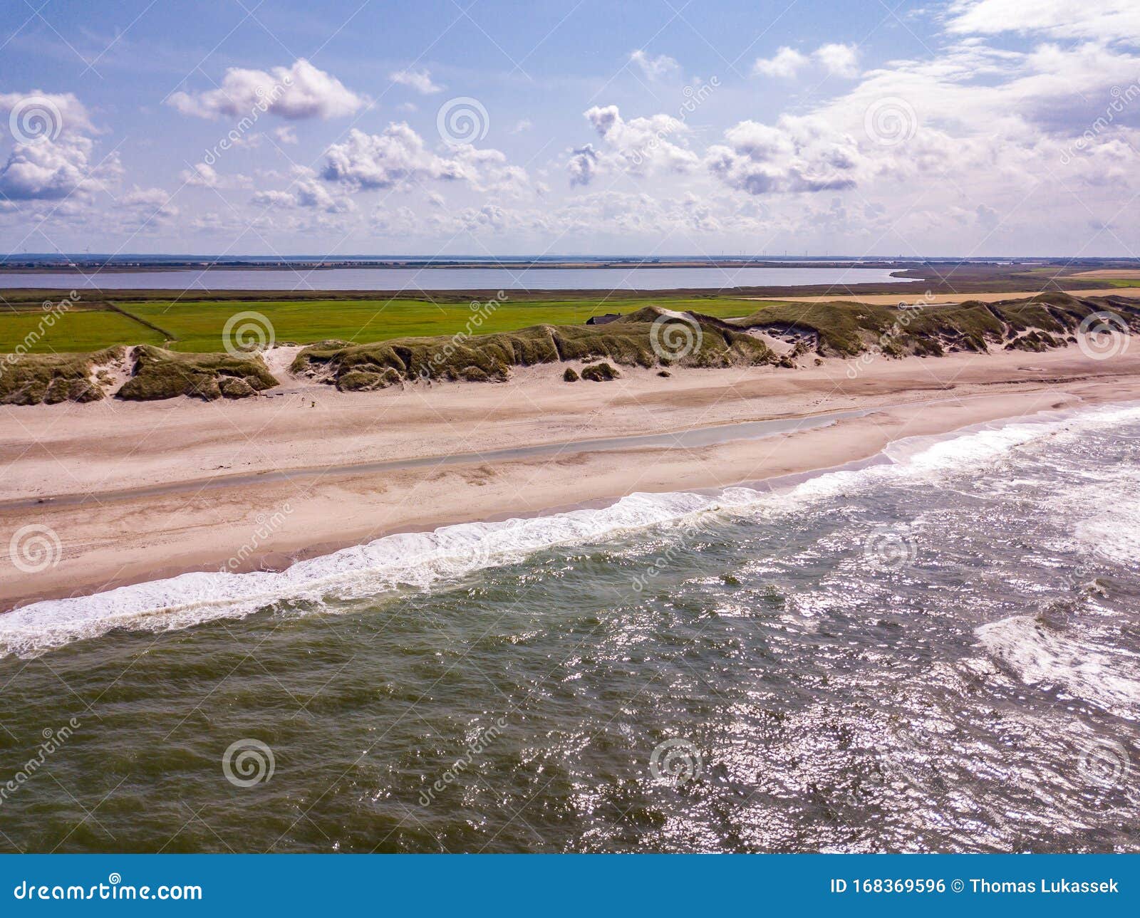 Aerial View of the Sondervig Beach in Denmark - Europe Stock Photo ...