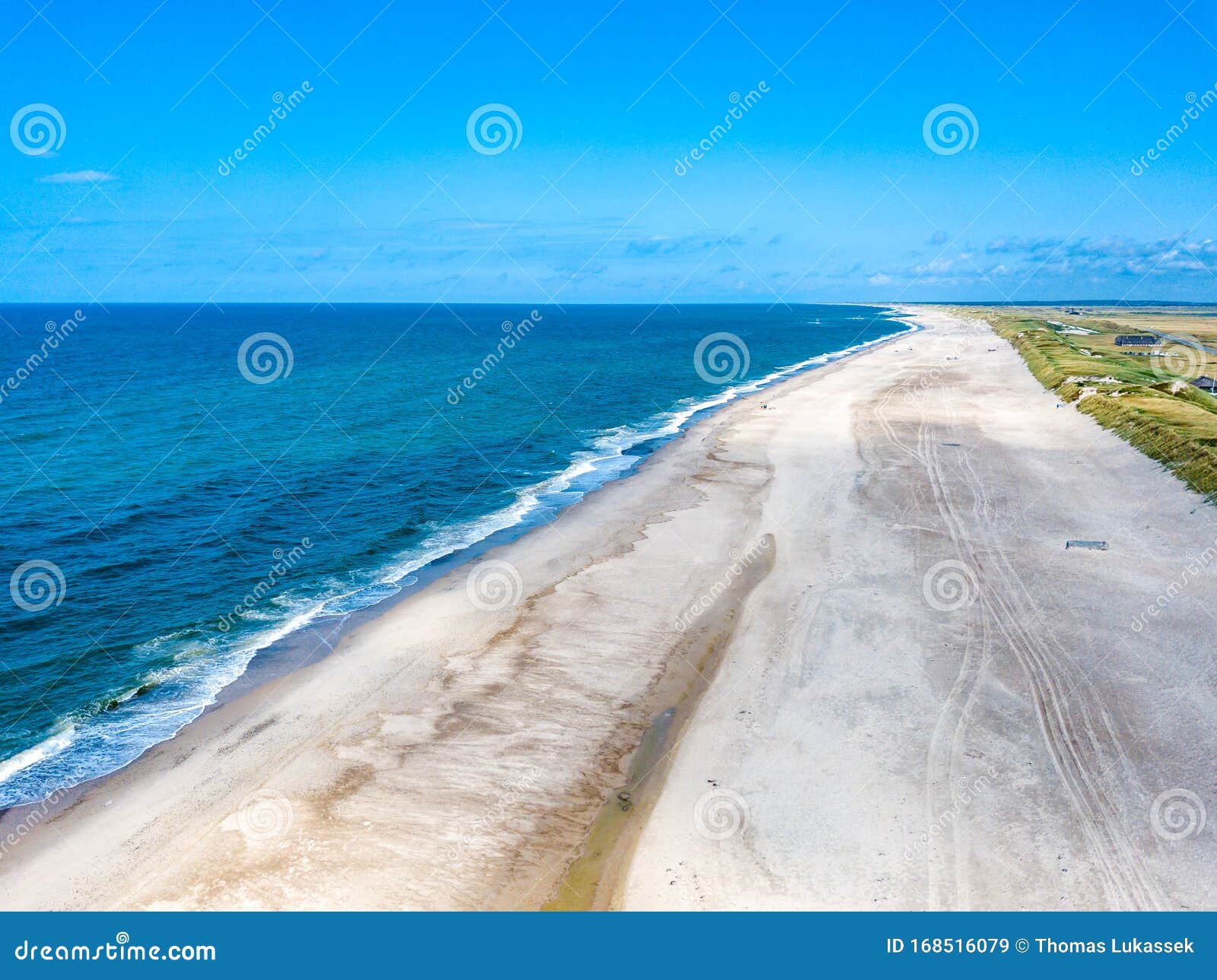 Aerial View of the Sondervig Beach in Denmark - Europe Stock Image ...