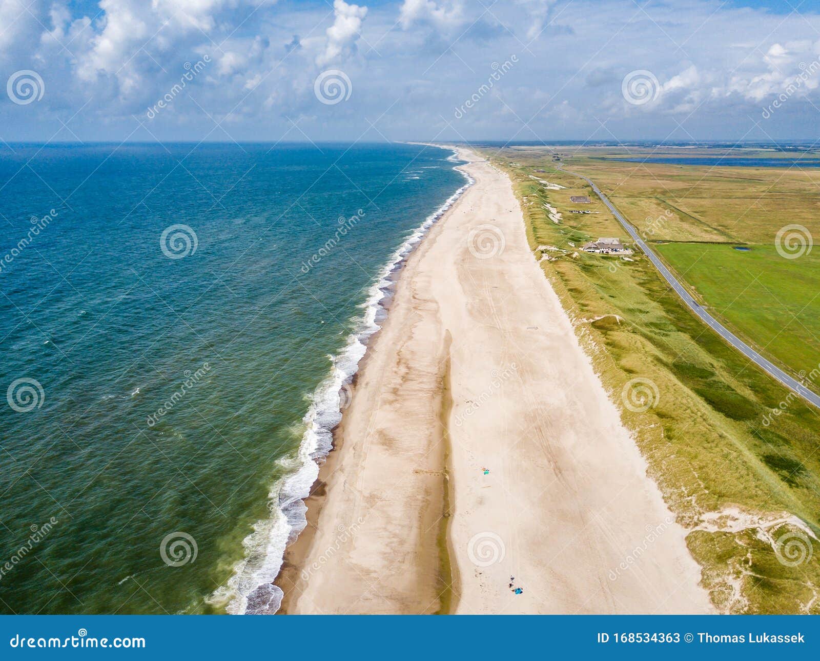 Aerial View of the Sondervig Beach in Denmark - Europe Stock Image ...
