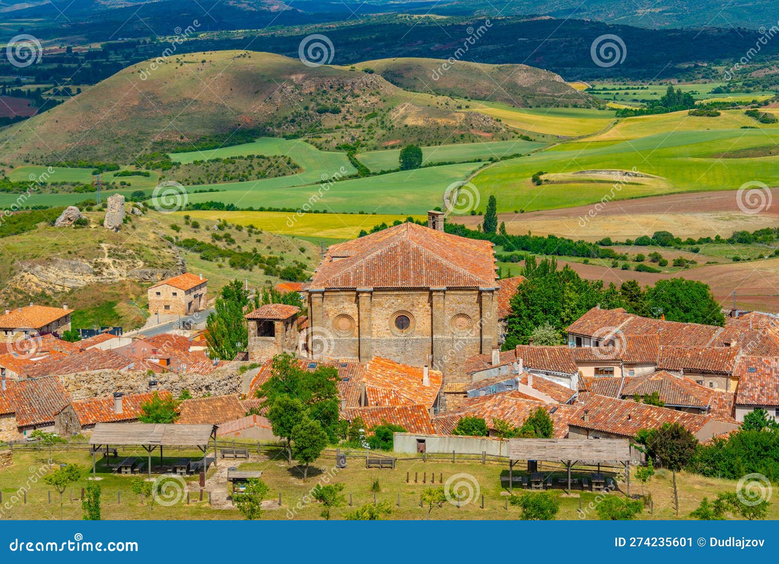 Aerial View of Spanish Town Atienza Stock Image - Image of village ...
