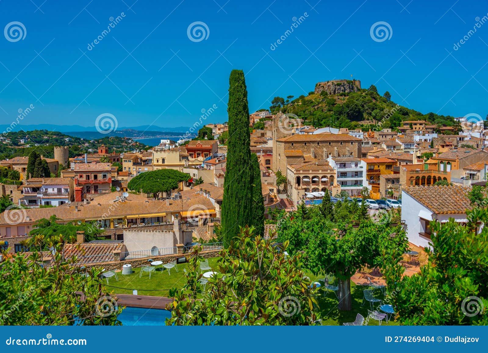 Aerial View of Spanish Town Begur Stock Photo - Image of aerial, castle ...