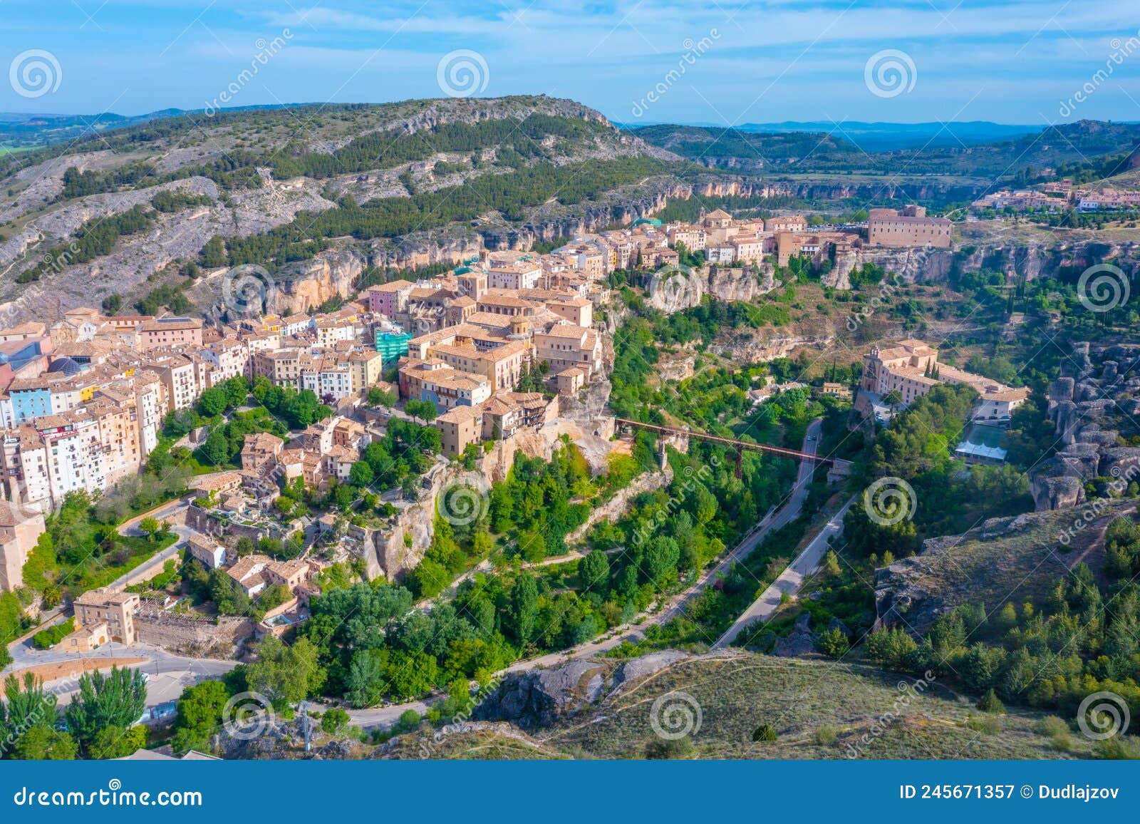 Aerial View of Spanish Town Cuenca. Stock Image - Image of panorama ...