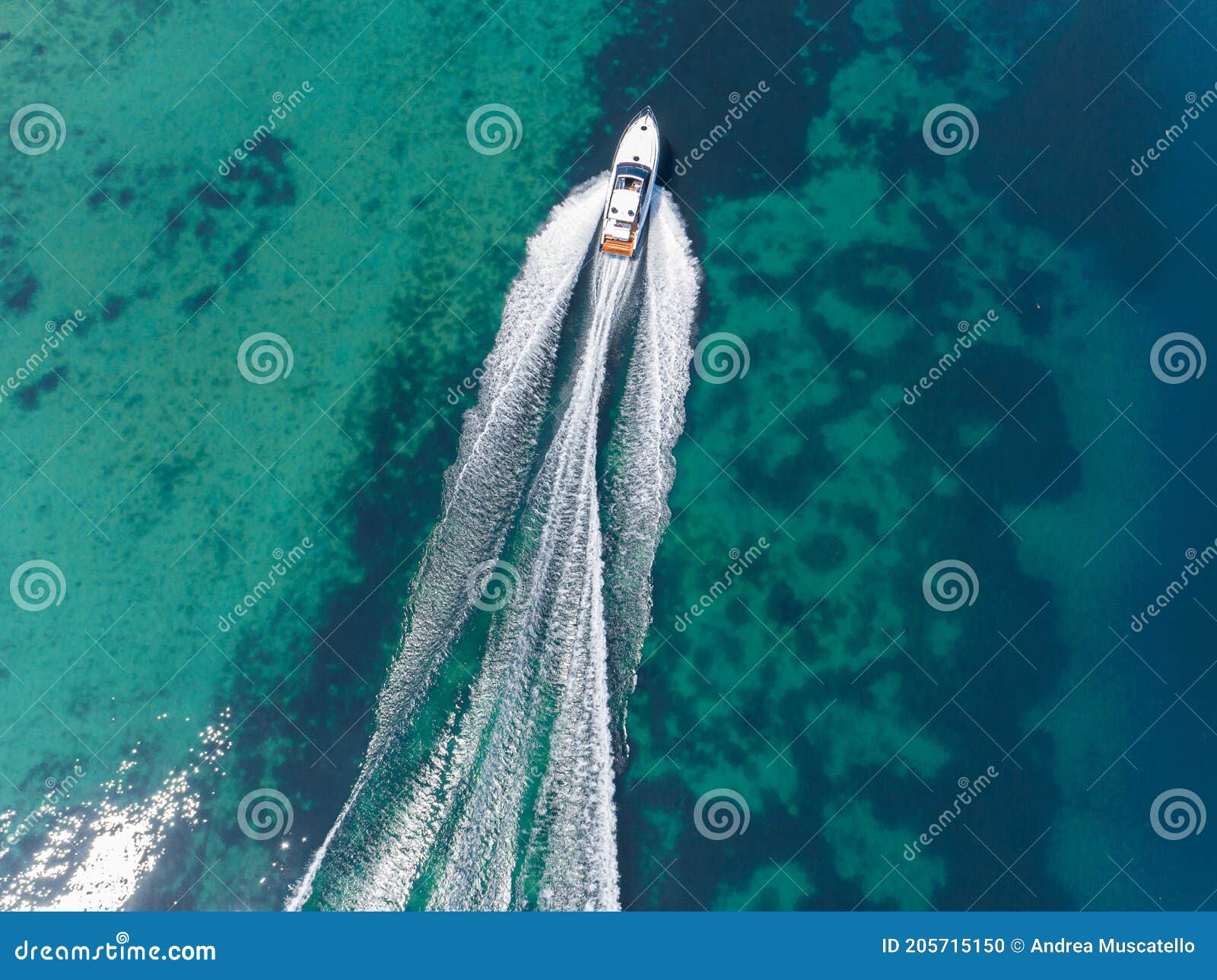 Aerial view of speed boat stock photo. Image of drive - 205715150