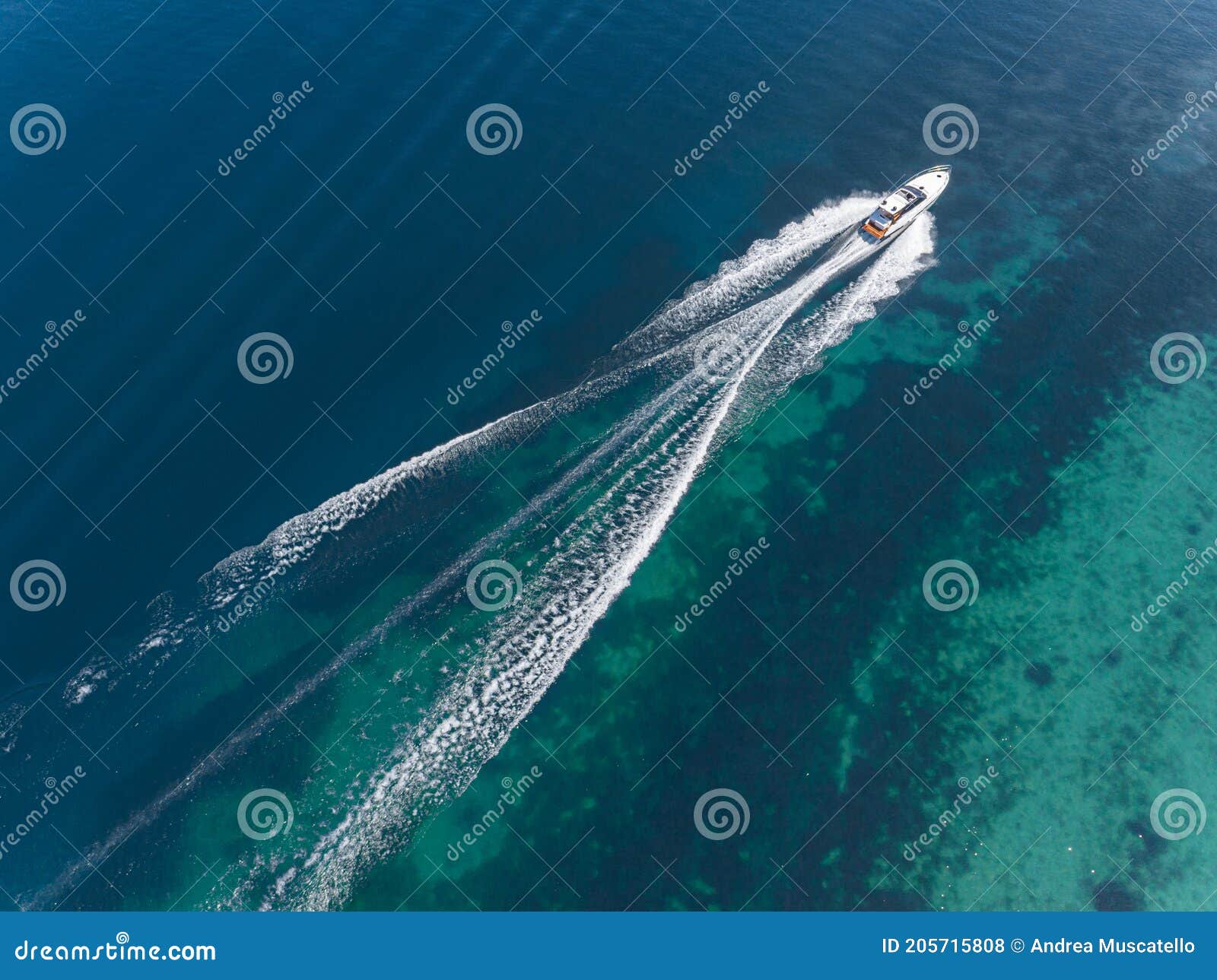 Aerial view of speed boat stock photo. Image of expensive - 205715808