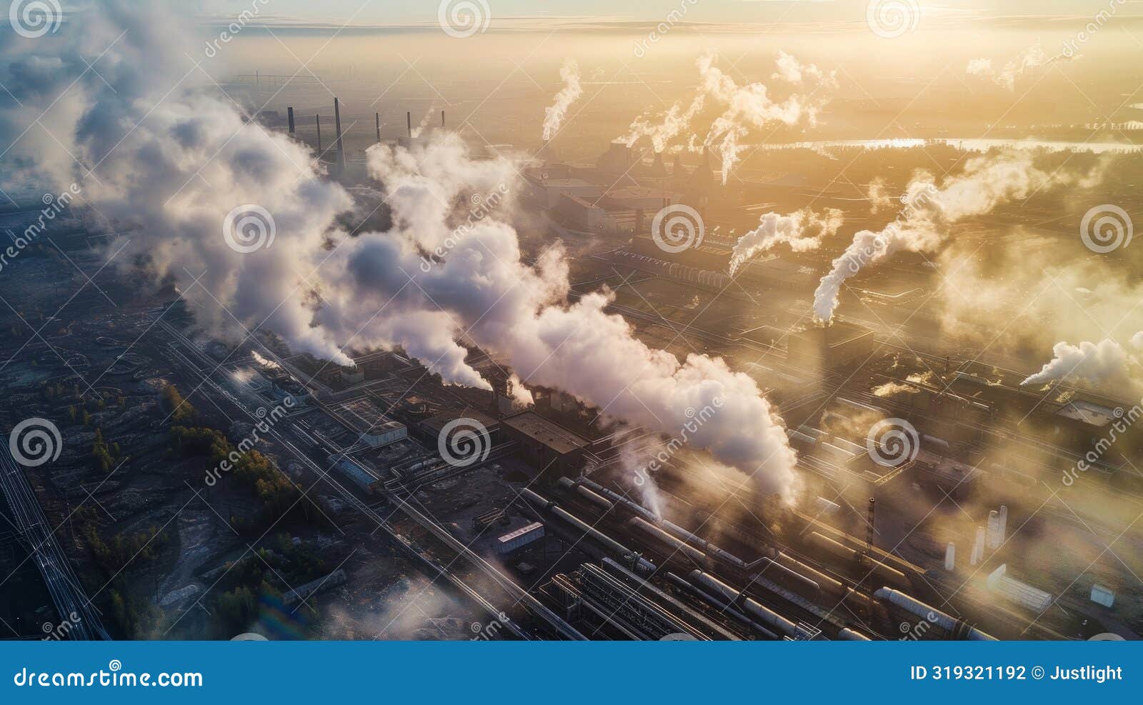 An Aerial View of a Sprawling Industrial Complex with Several Large ...