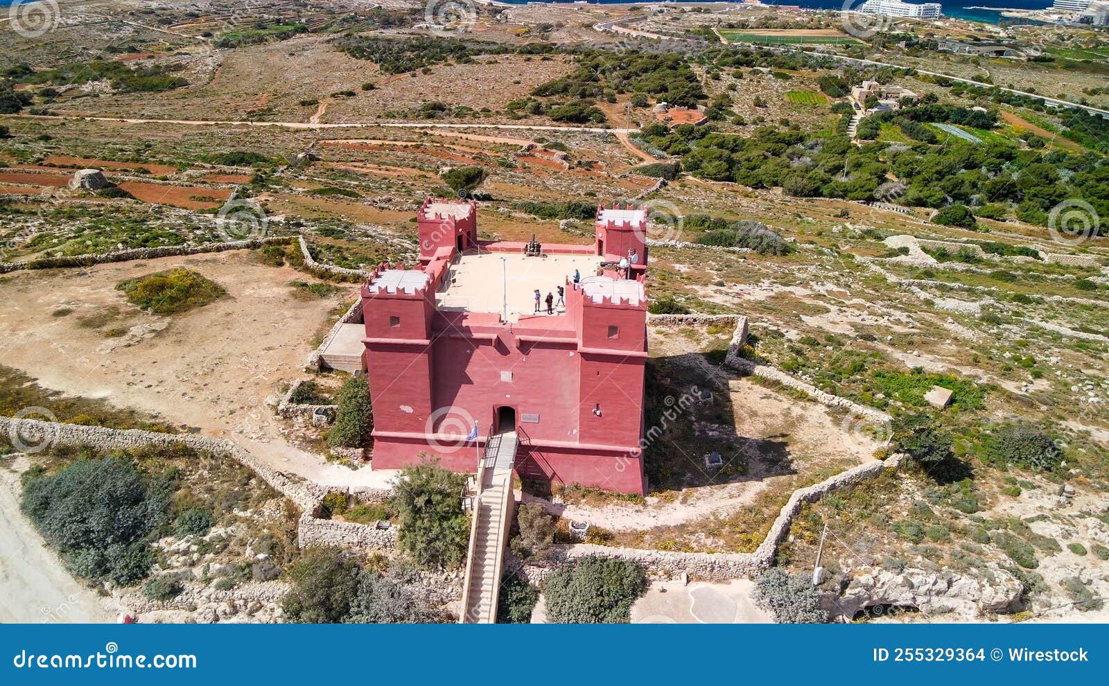 Aerial View of St Agatha S Red Tower in Malta Stock Photo - Image of ...