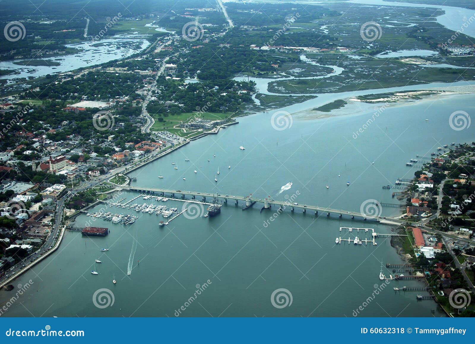 Aerial View St Augustine FL Bridge of Lions Stock Photo - Image of ...