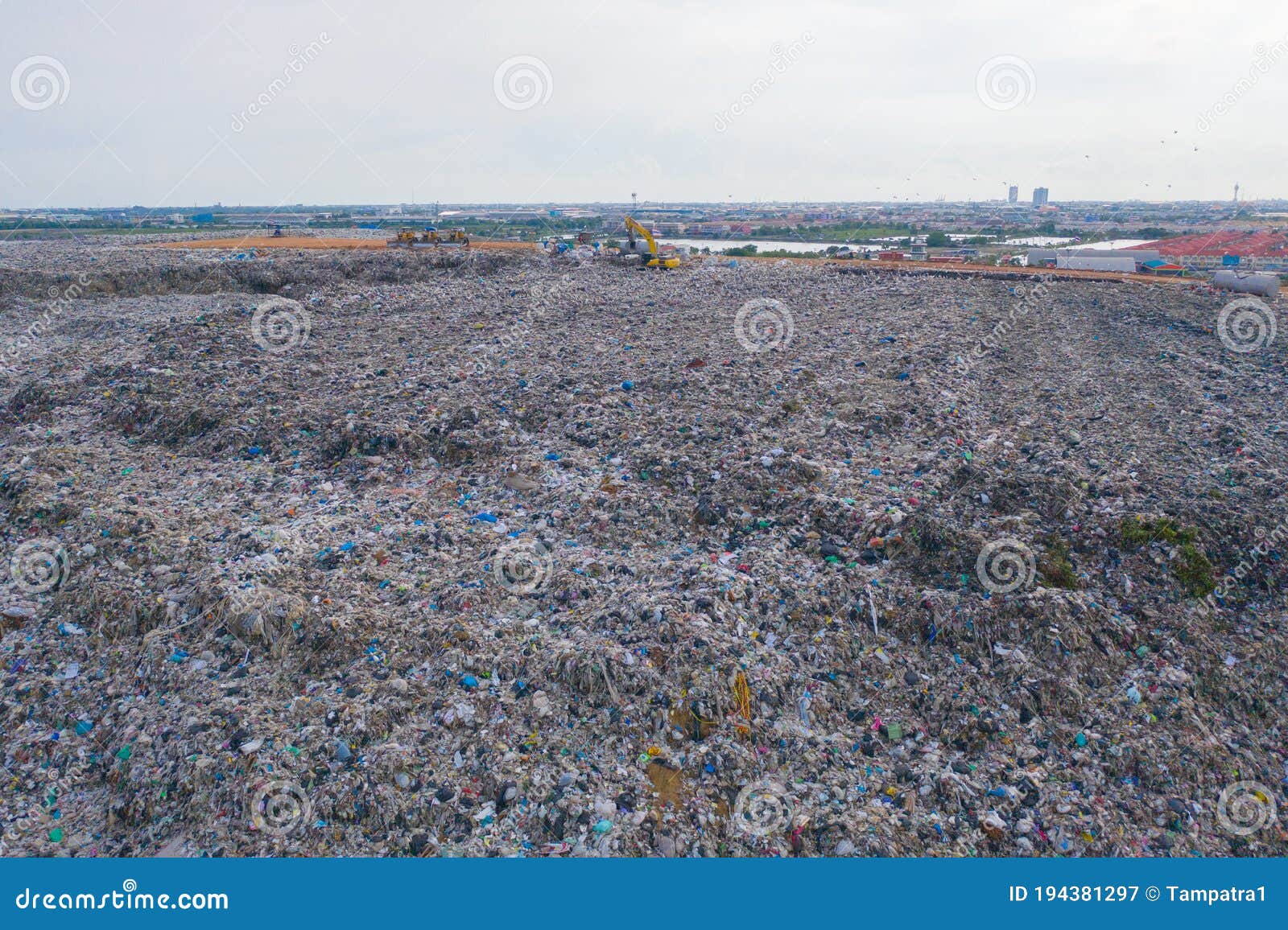 Aerial View of Stack of Different Types of Large Mountain Garbage Pile ...