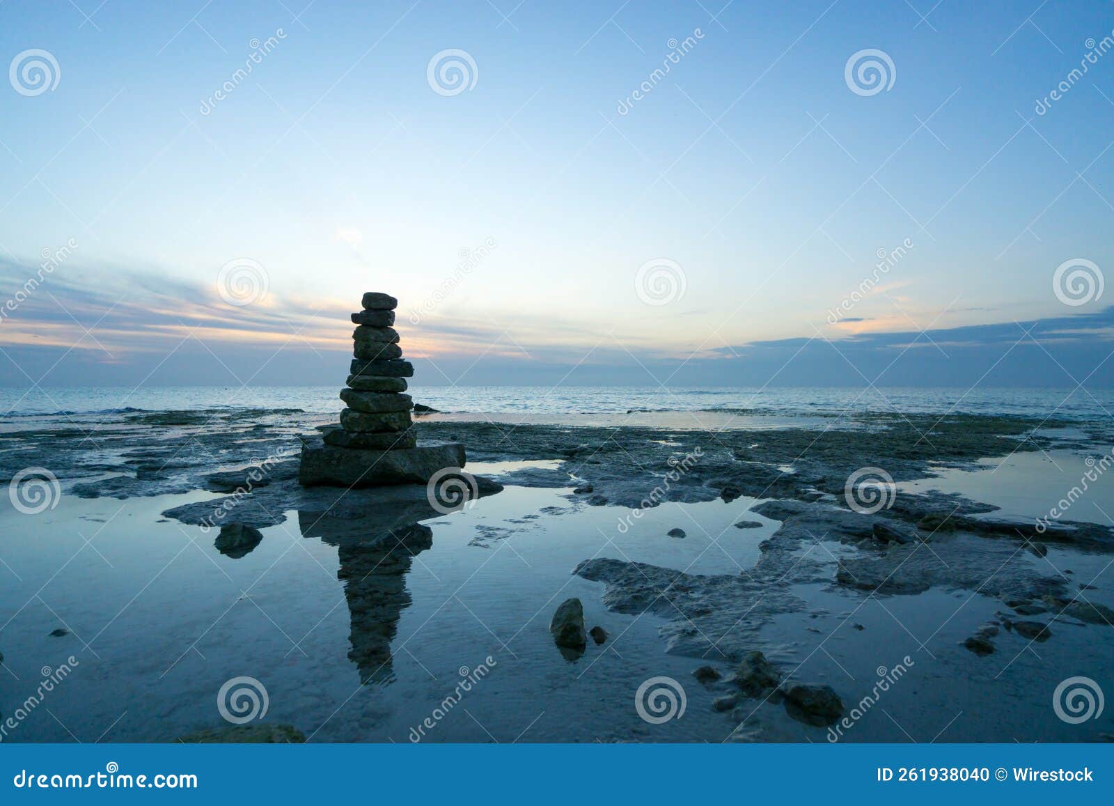 Aerial View of Stacked Rocks on Beach during Sunset Stock Photo - Image ...