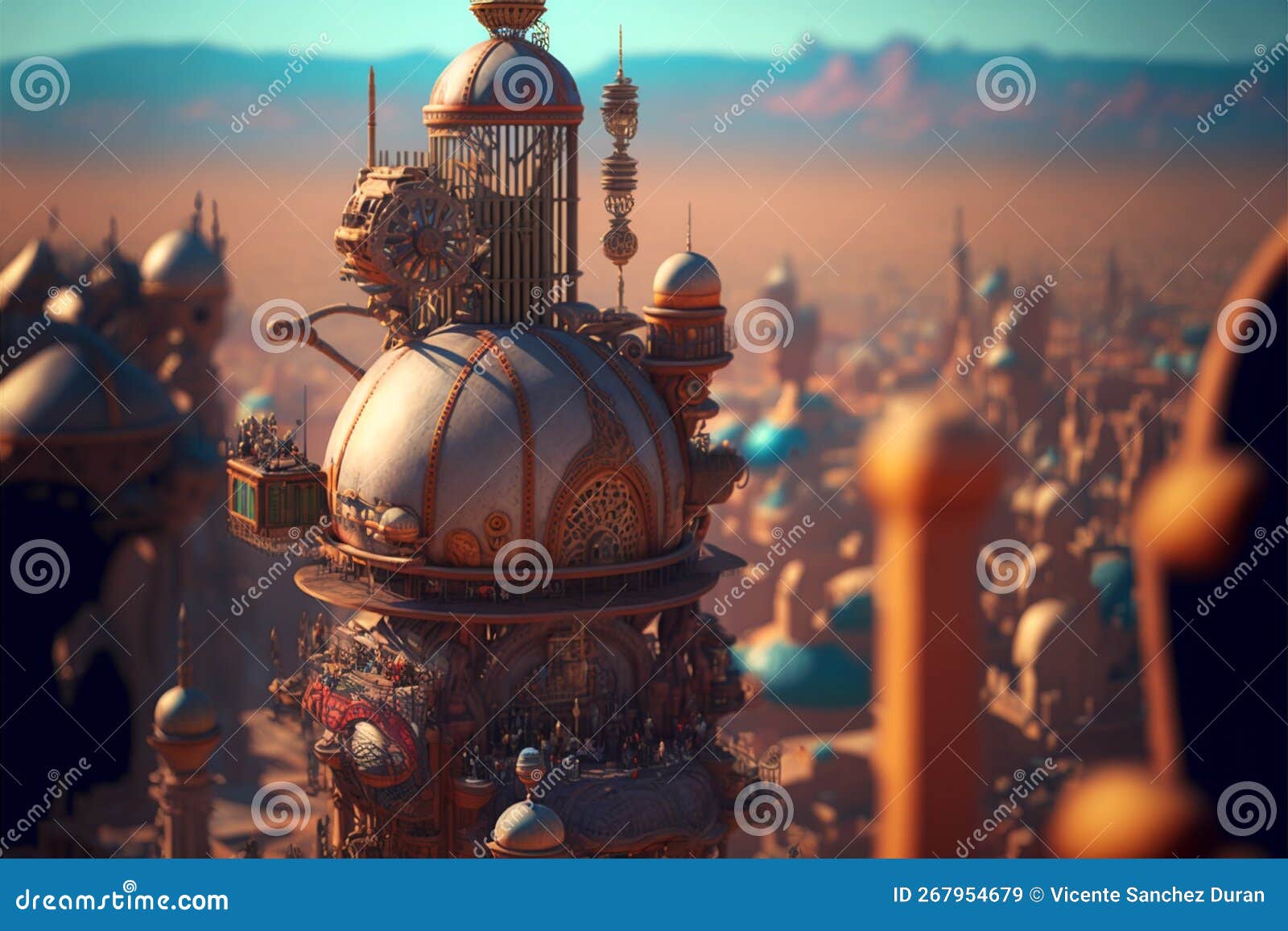Aerial View of a Steampunk City Landscape, Generative Ai Stock ...
