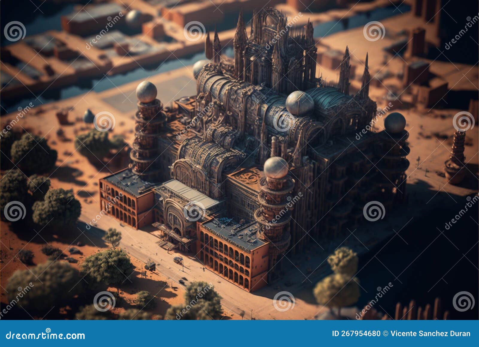 Aerial View of a Steampunk City Landscape, Generative Ai Stock ...
