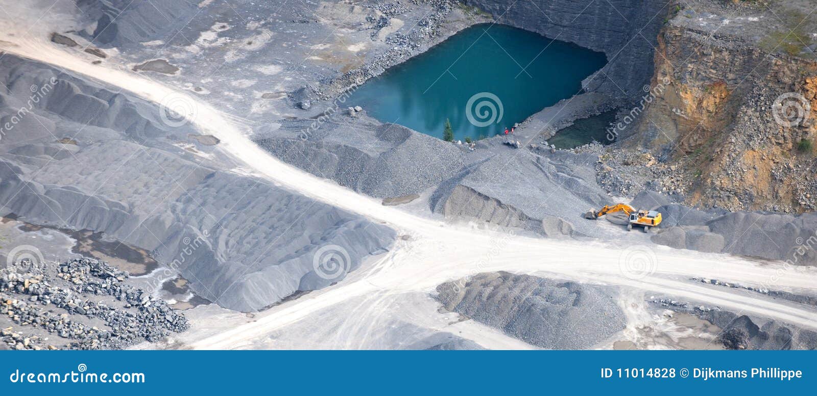 Aerial View : Stone Quarry with a Turquoise Pond Stock Photo - Image of ...