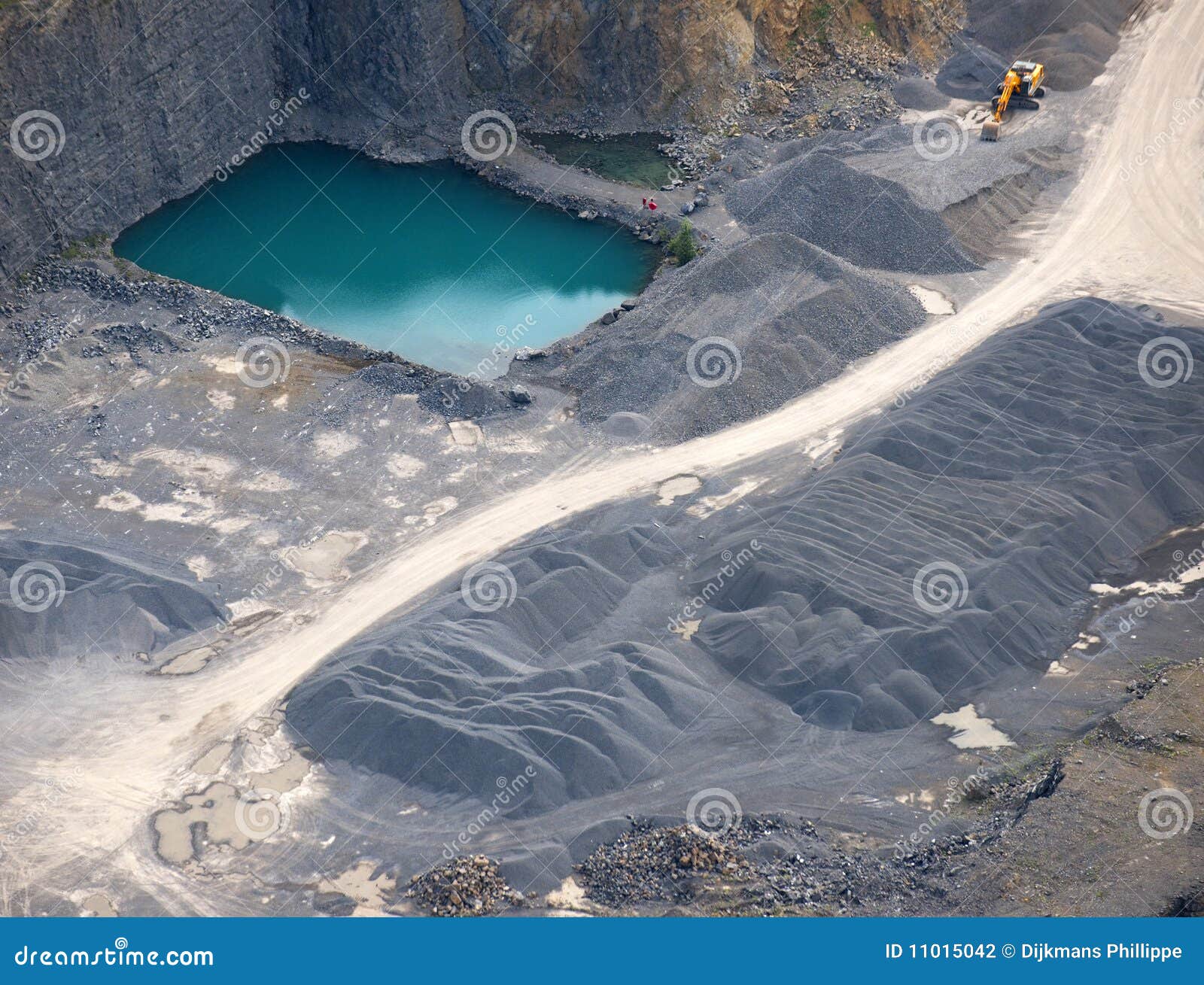 Aerial View : Stone Quarry with a Turquoise Pond Stock Photo - Image of ...