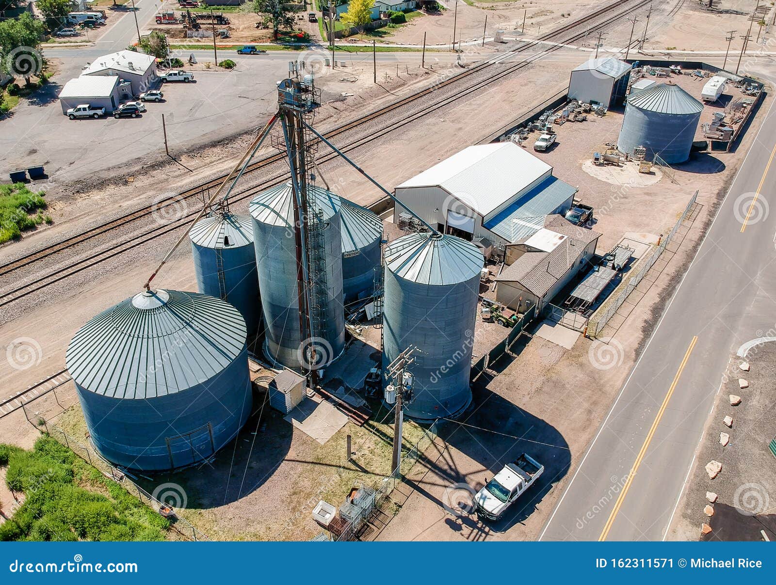 Storage silo complex stock image. Image of modern, grain - 162311571