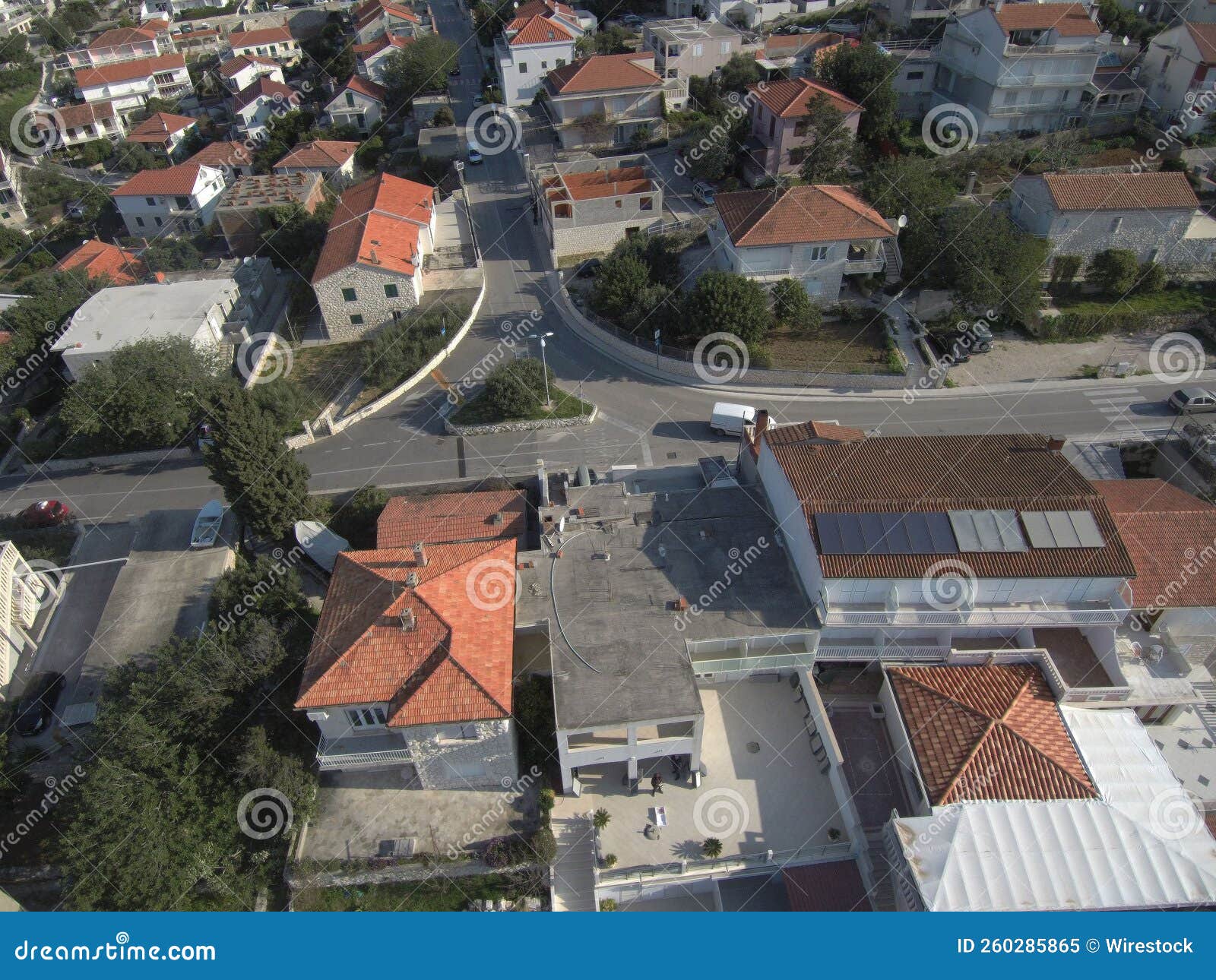 Aerial View of Streets and Buildings with Trees Stock Image - Image of ...
