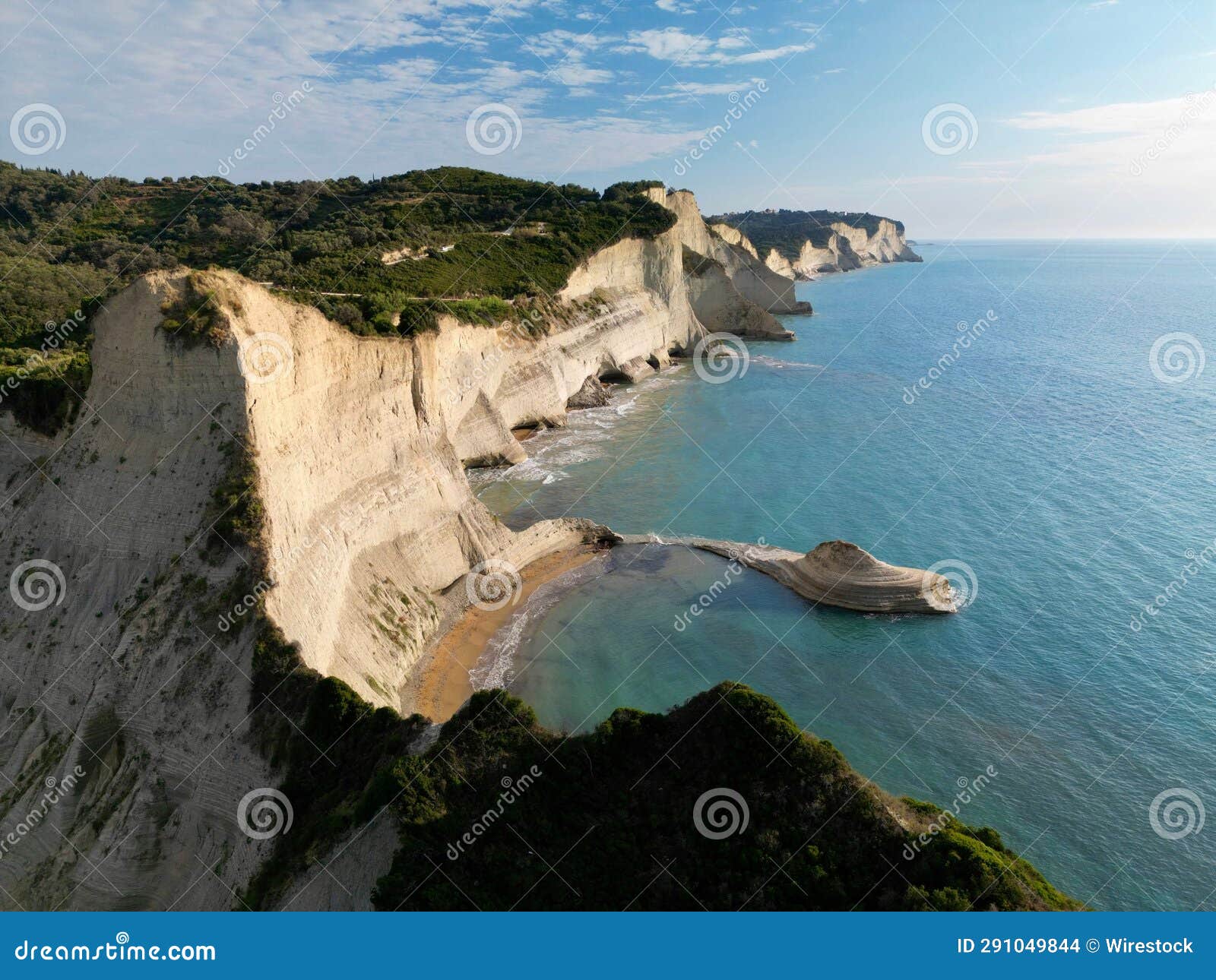 An Aerial View of a Beach with Cliffs on Either Side Stock Photo ...