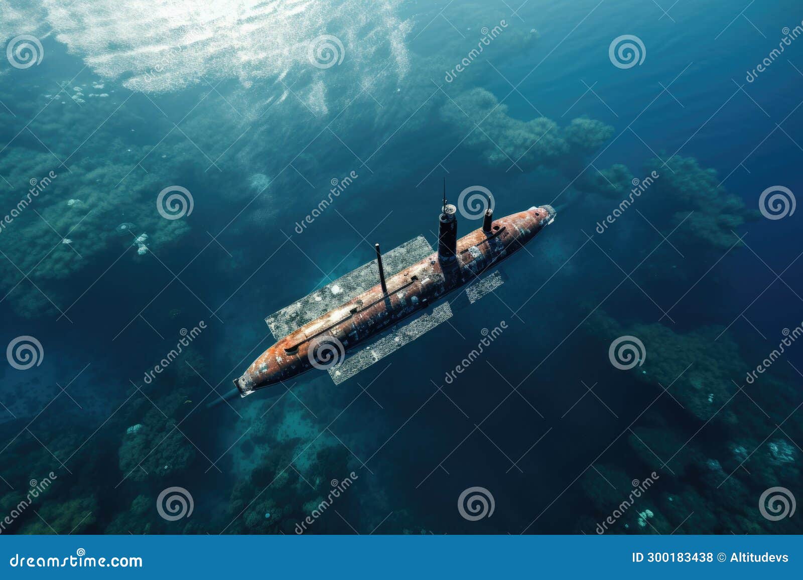 Aerial View of a Submarine Cruising on the Ocean Surface Stock Photo ...
