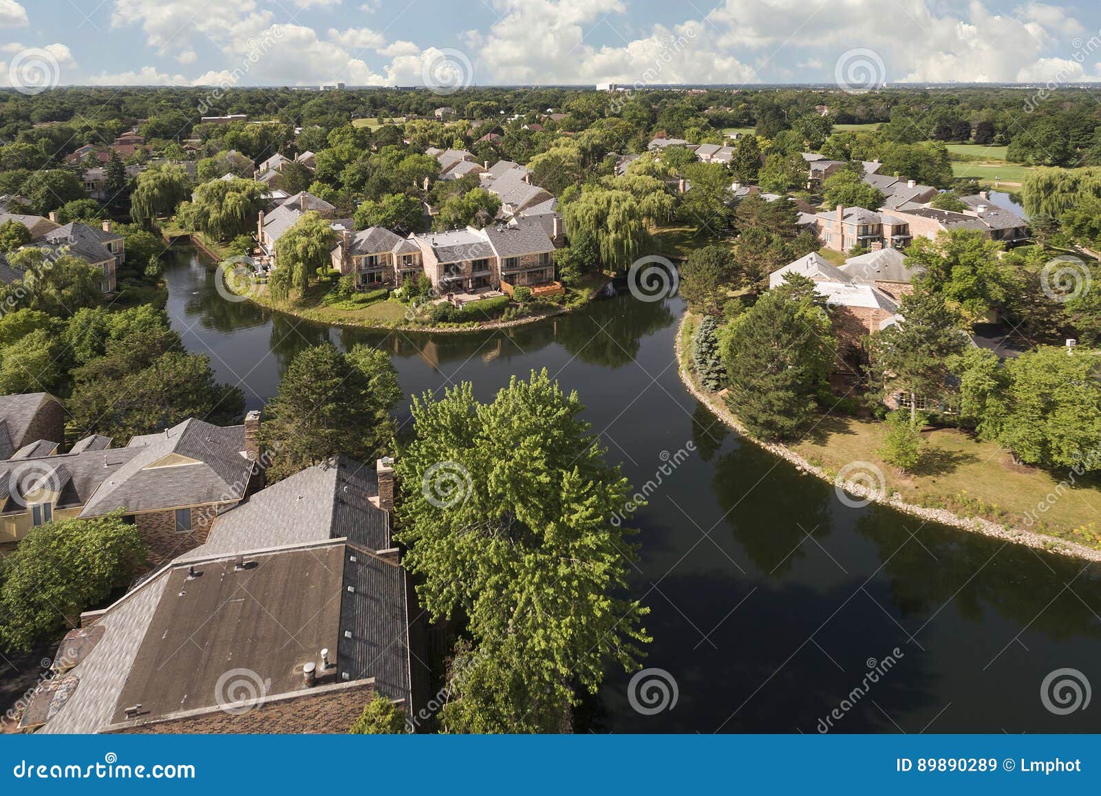 Aerial View of Suburban Development with Canals Stock Image - Image of ...