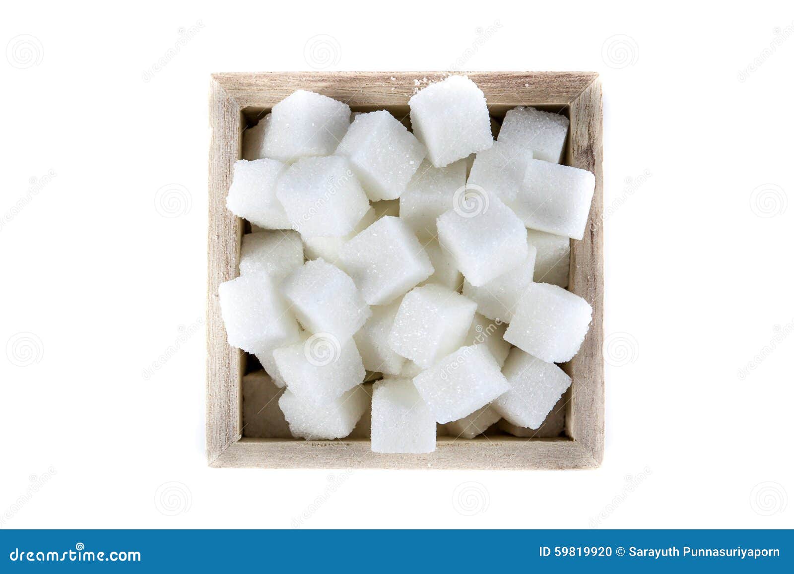 Aerial View of Sugar Cubes in Square Shaped Bowl on Isolated White ...