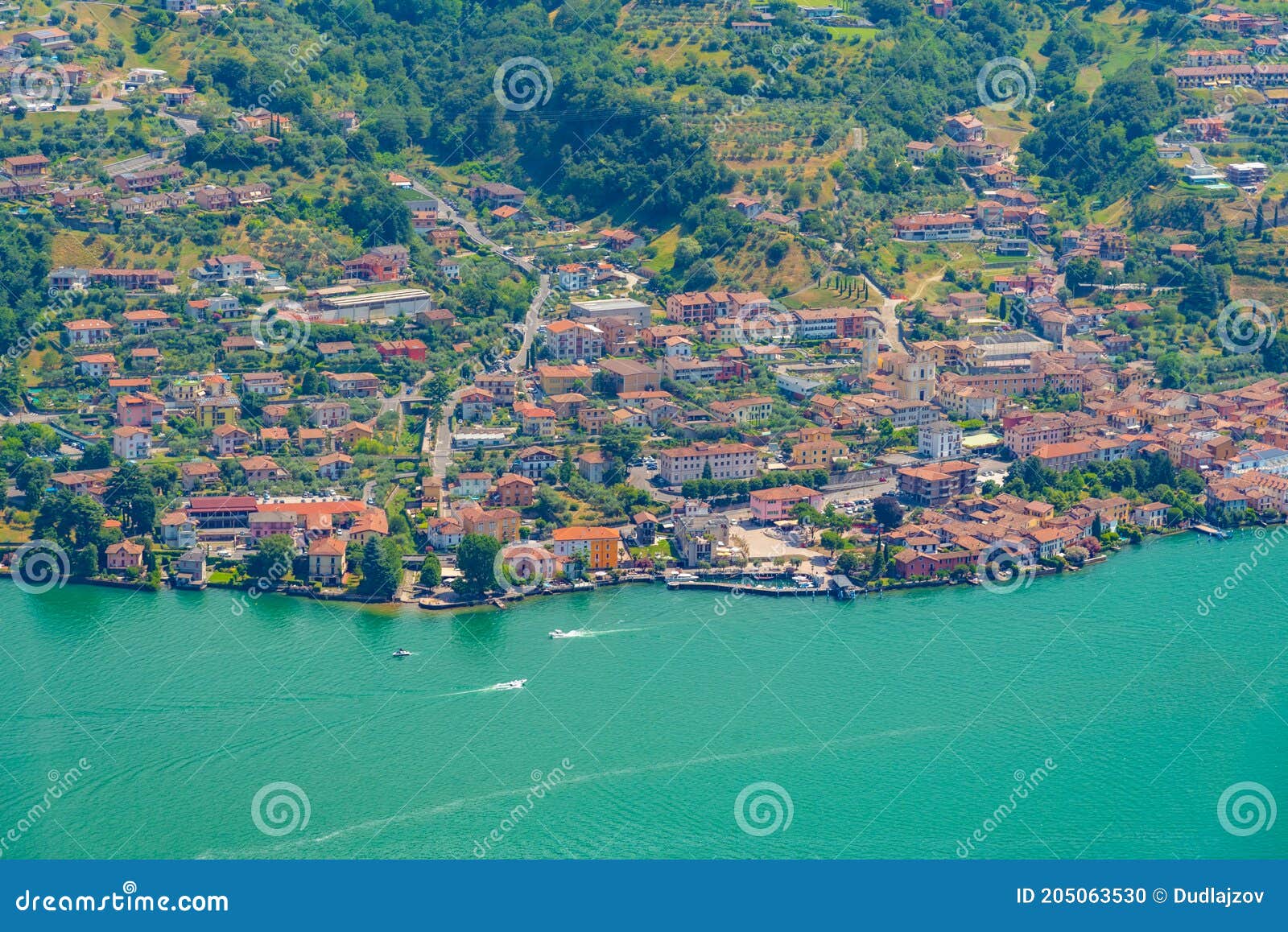 Aerial View of Sulzano from Monte Isola in Italy Stock Photo - Image of ...