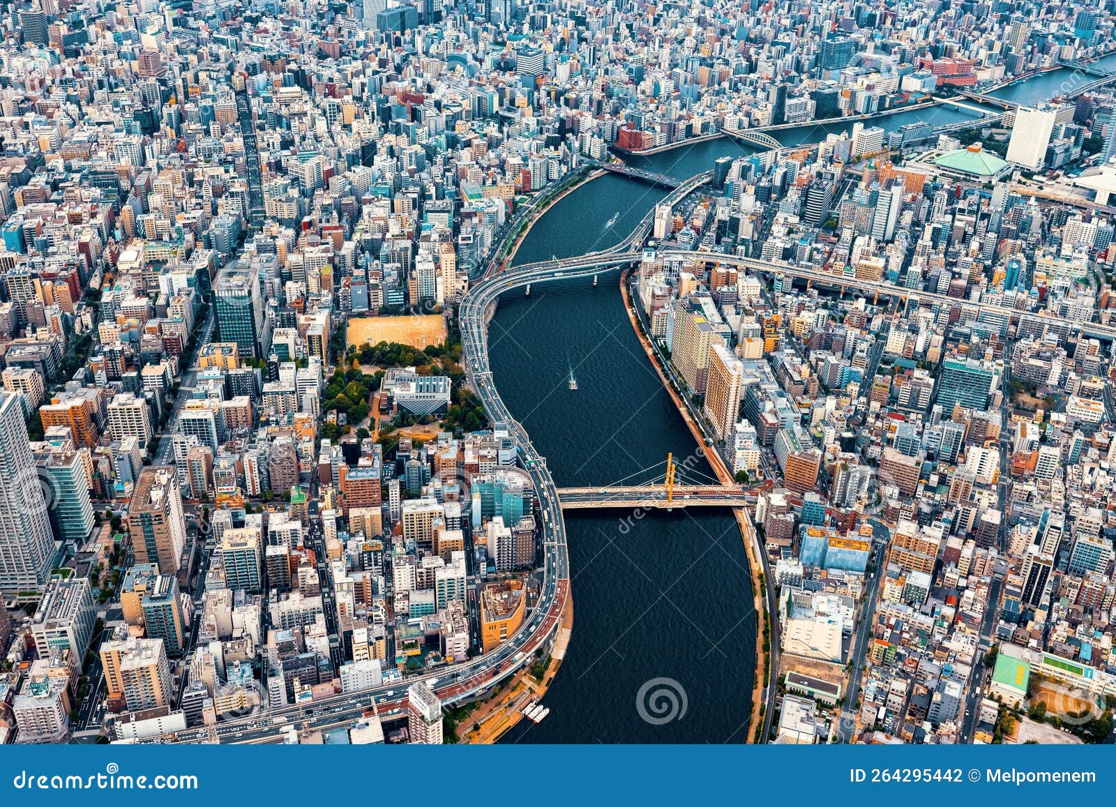 Aerial View of the Sumida River in Tokyo Stock Photo - Image of urban ...