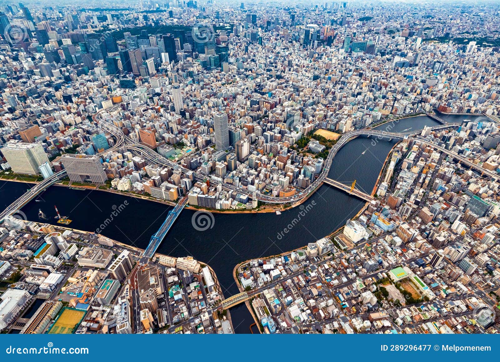 Aerial View of the Sumida River in Tokyo Stock Image - Image of ...