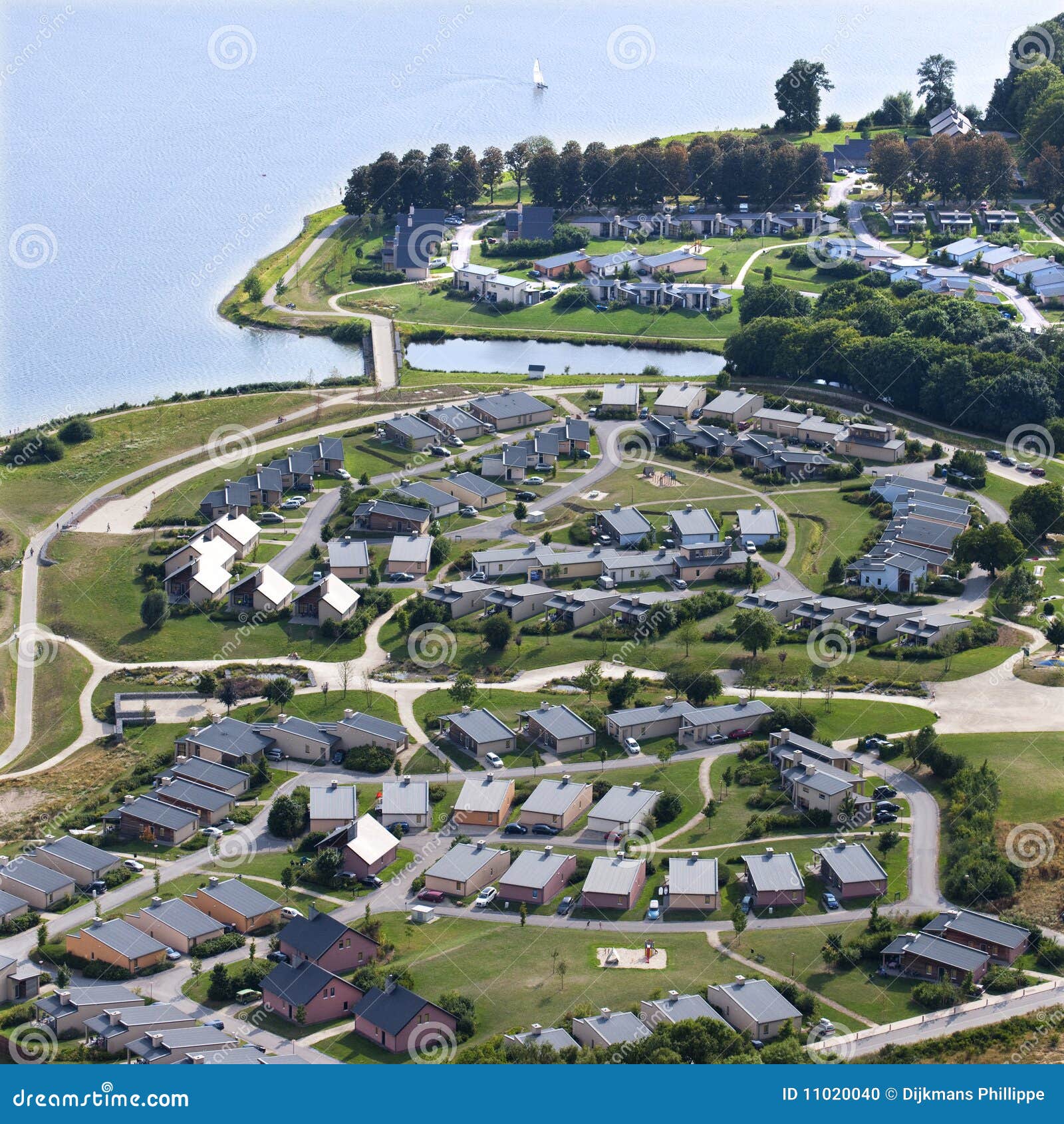 Aerial View : Summer Camp Along a Lake Stock Photo - Image of tourism ...