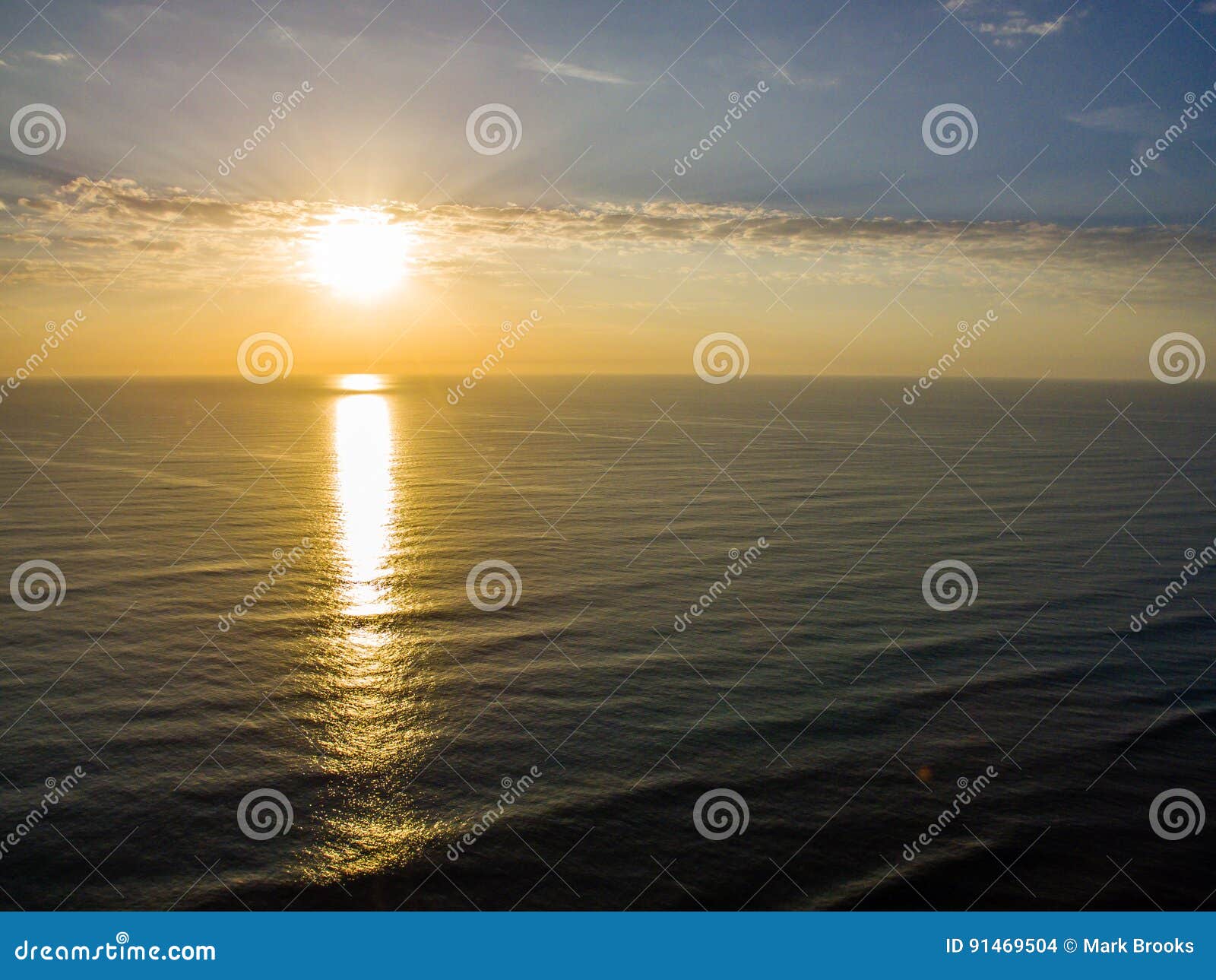 Aerial View of a Sunrise Over the Ocean Stock Photo - Image of high ...