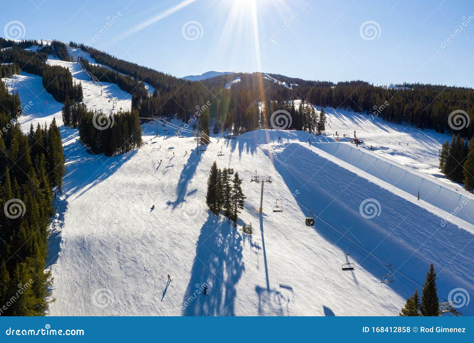 Aerial View Sunset on Ski Resort Stock Photo - Image of earth, industry ...