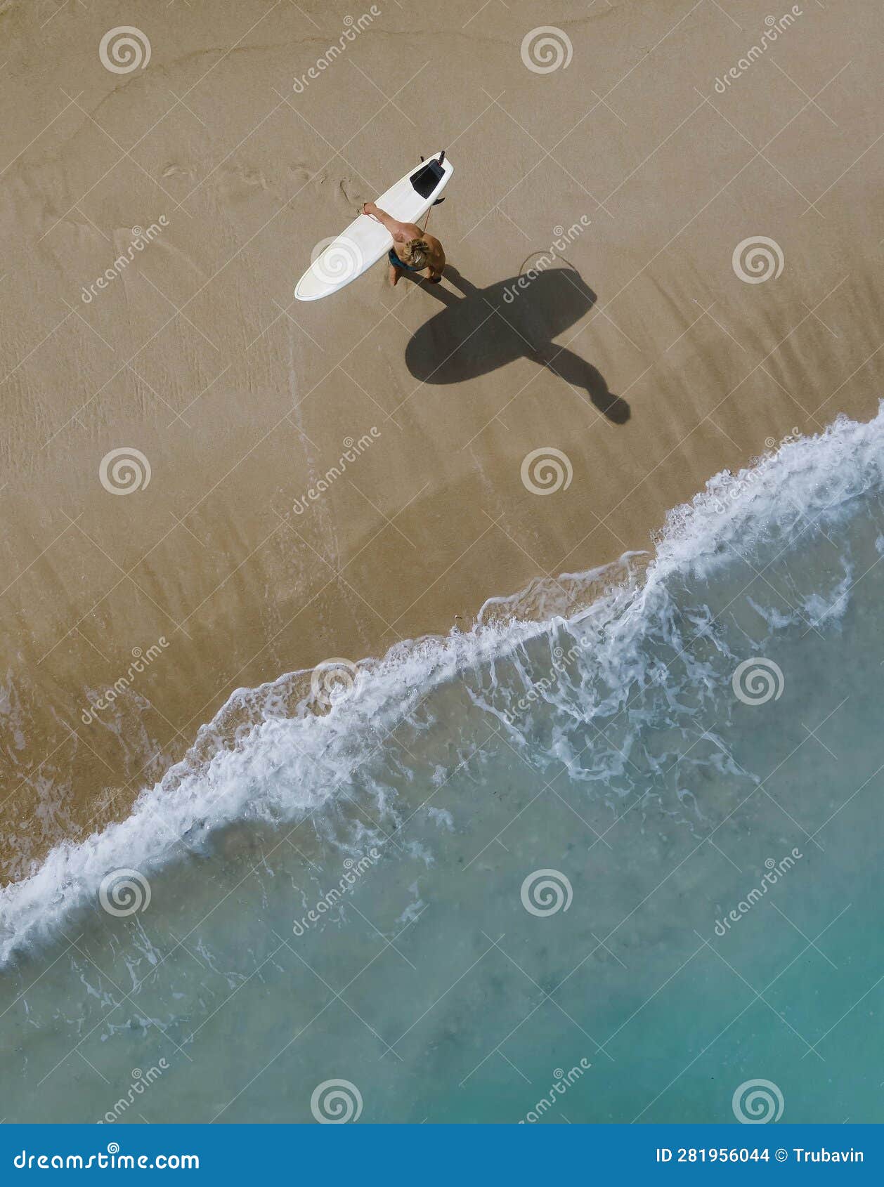 Aerial View of Surfer at the Beach Stock Photo - Image of hobby, beach ...