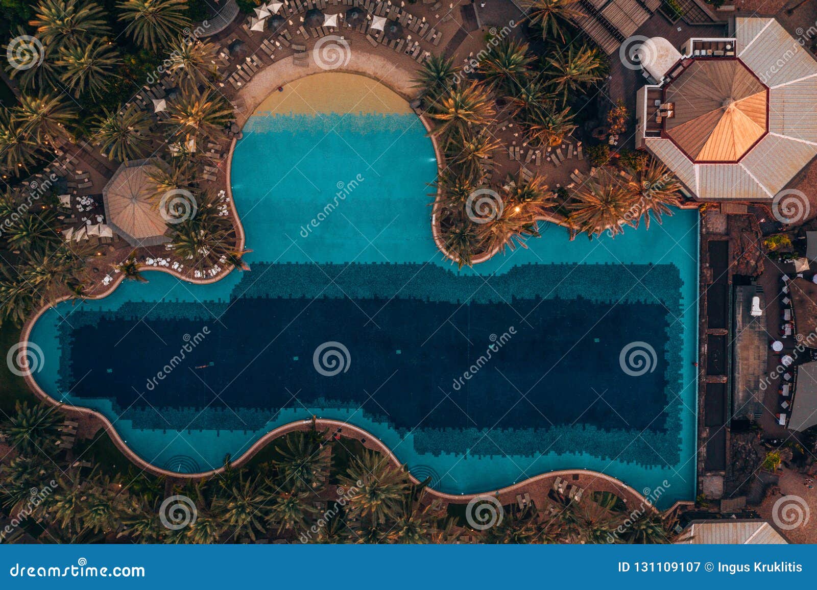 Aerial View of the Swimming Pool from Above. Stock Image - Image of ...