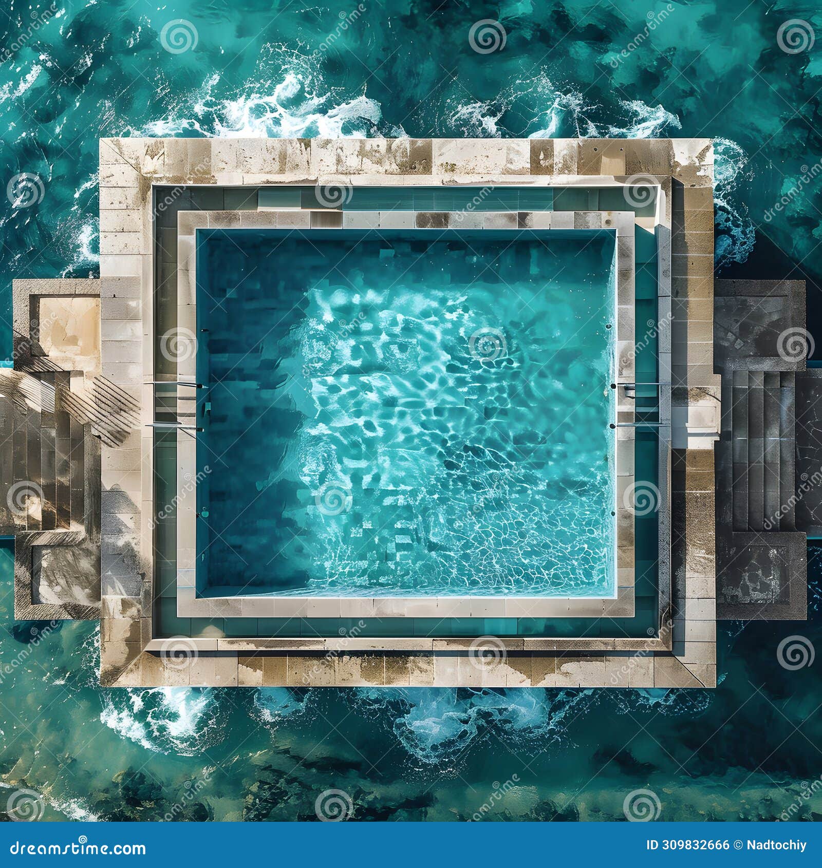 An Aerial View of a Swimming Pool in the Ocean Stock Photo - Image of ...