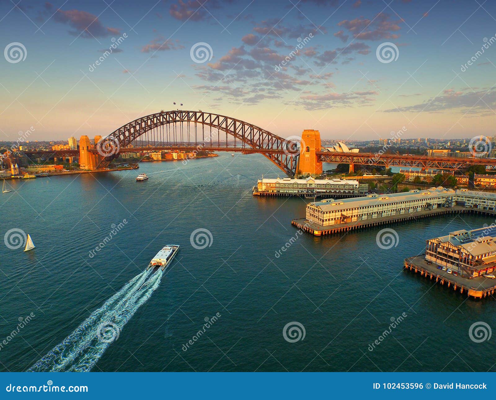 Aerial View Sydney Harbour on Dusk Stock Photo - Image of view, sunset ...