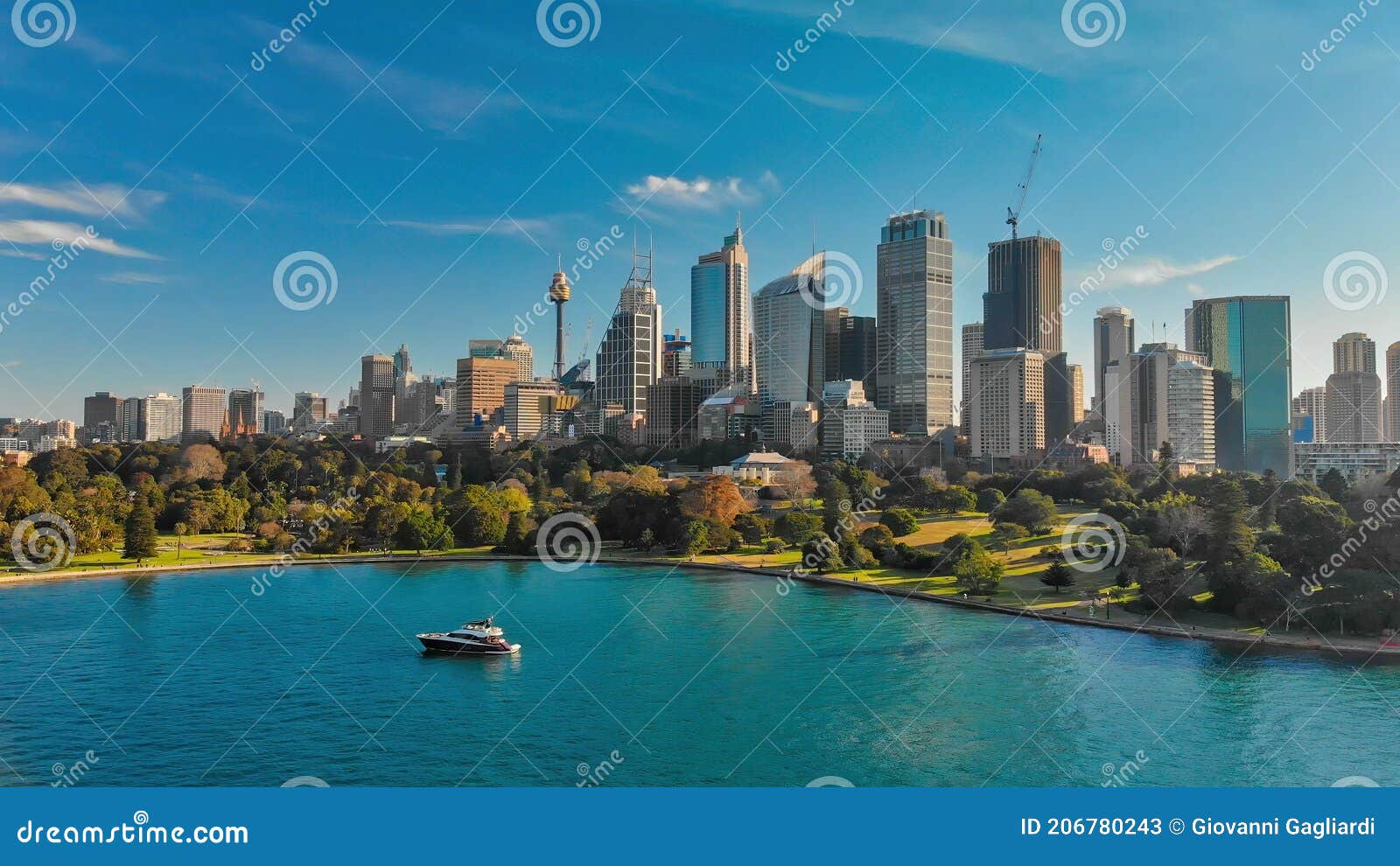 Aerial View of Sydney Skyline from Sydney Harbour Stock Image - Image ...